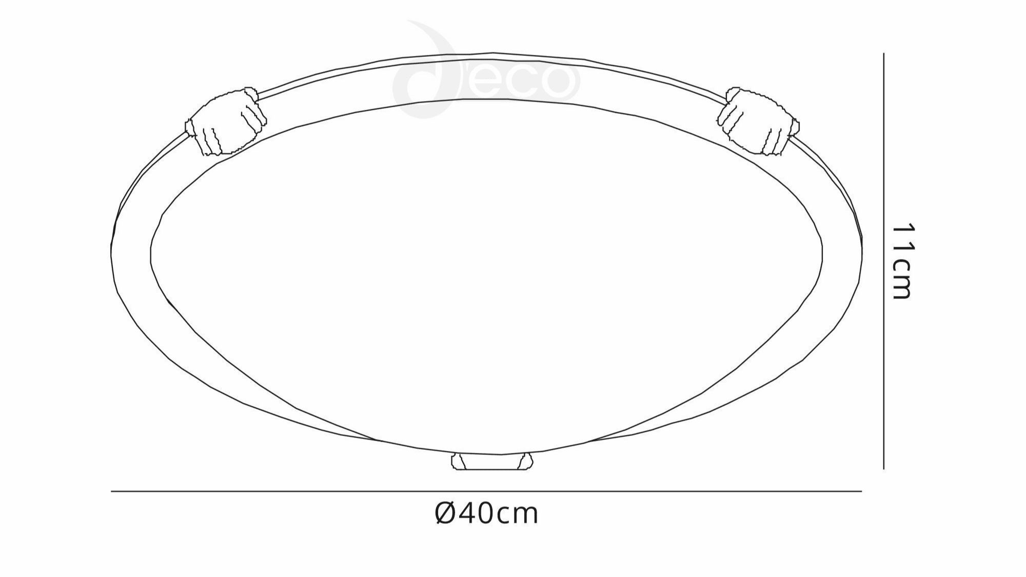 Chester 3 Light E27 Flush Ceiling 400mm Round Black/Gold With Frosted ...