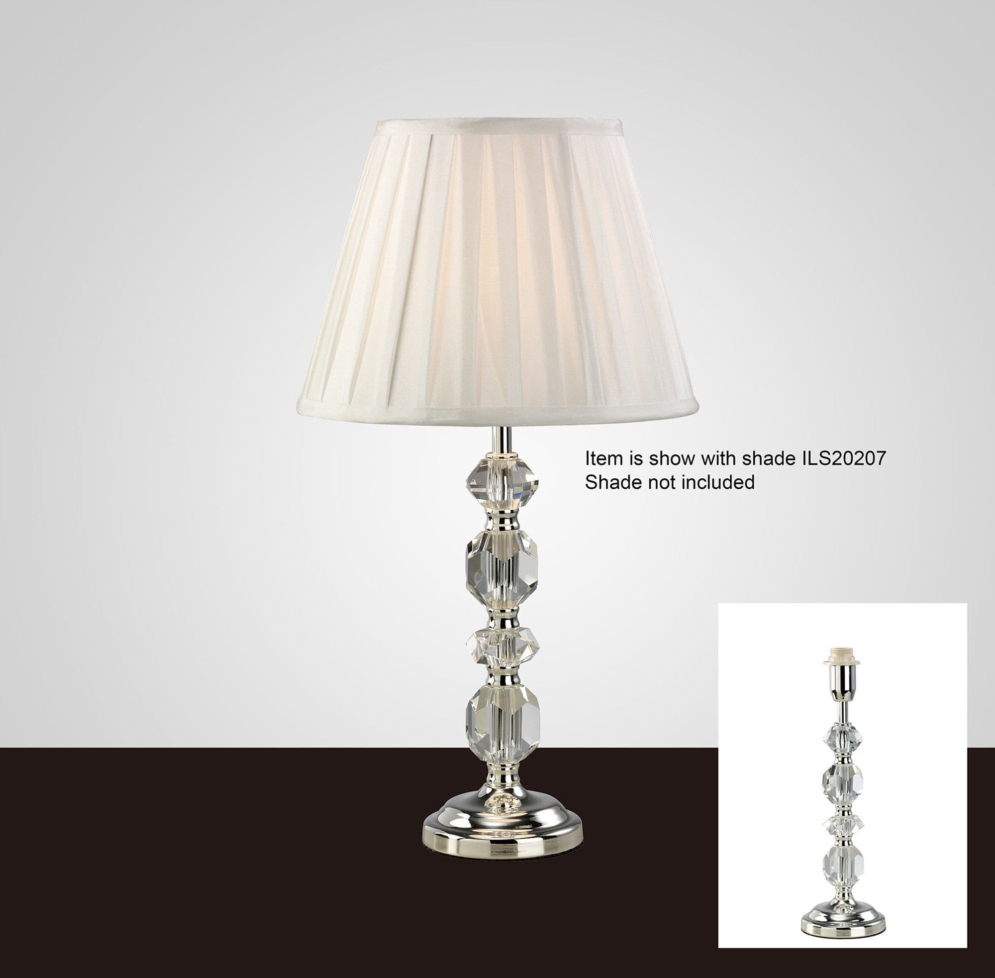 Chris Crystal Table Lamp WITHOUT SHADE 1 Light E14 Silver Finish