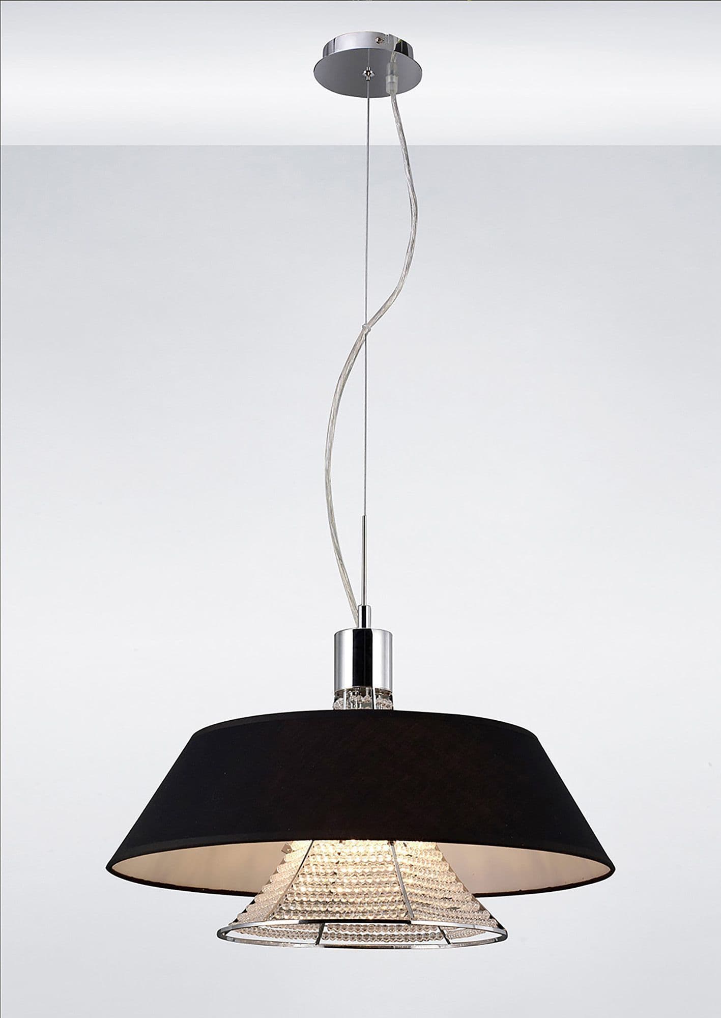 Chuck Pendant With Black Shade 3 Light G9 Polished Chrome/Crystal