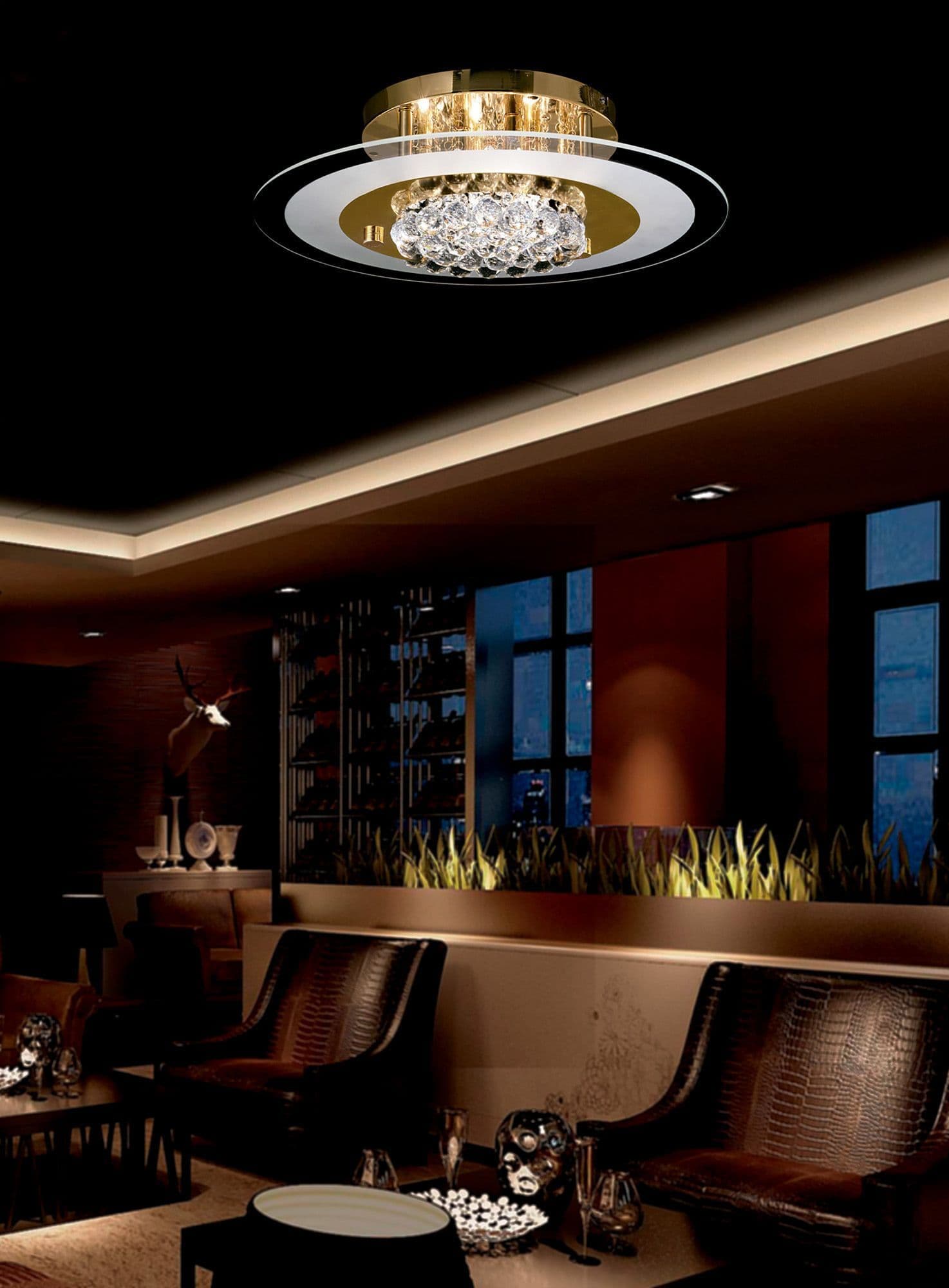 Clair Flush Square 4 Light G9 French Gold/Glass/Crystal