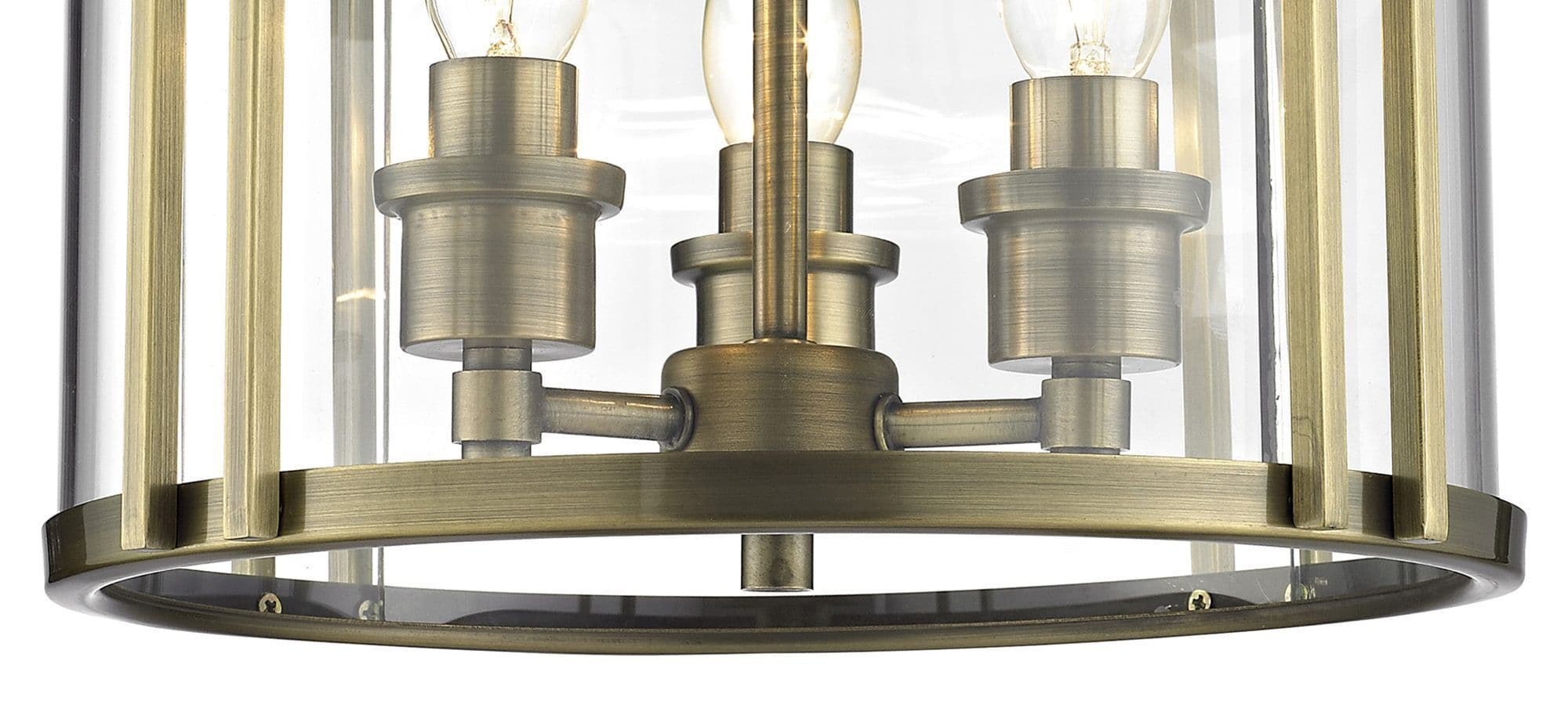 Clive Semi Ceiling 3 Light E14 Antique Brass/Glass