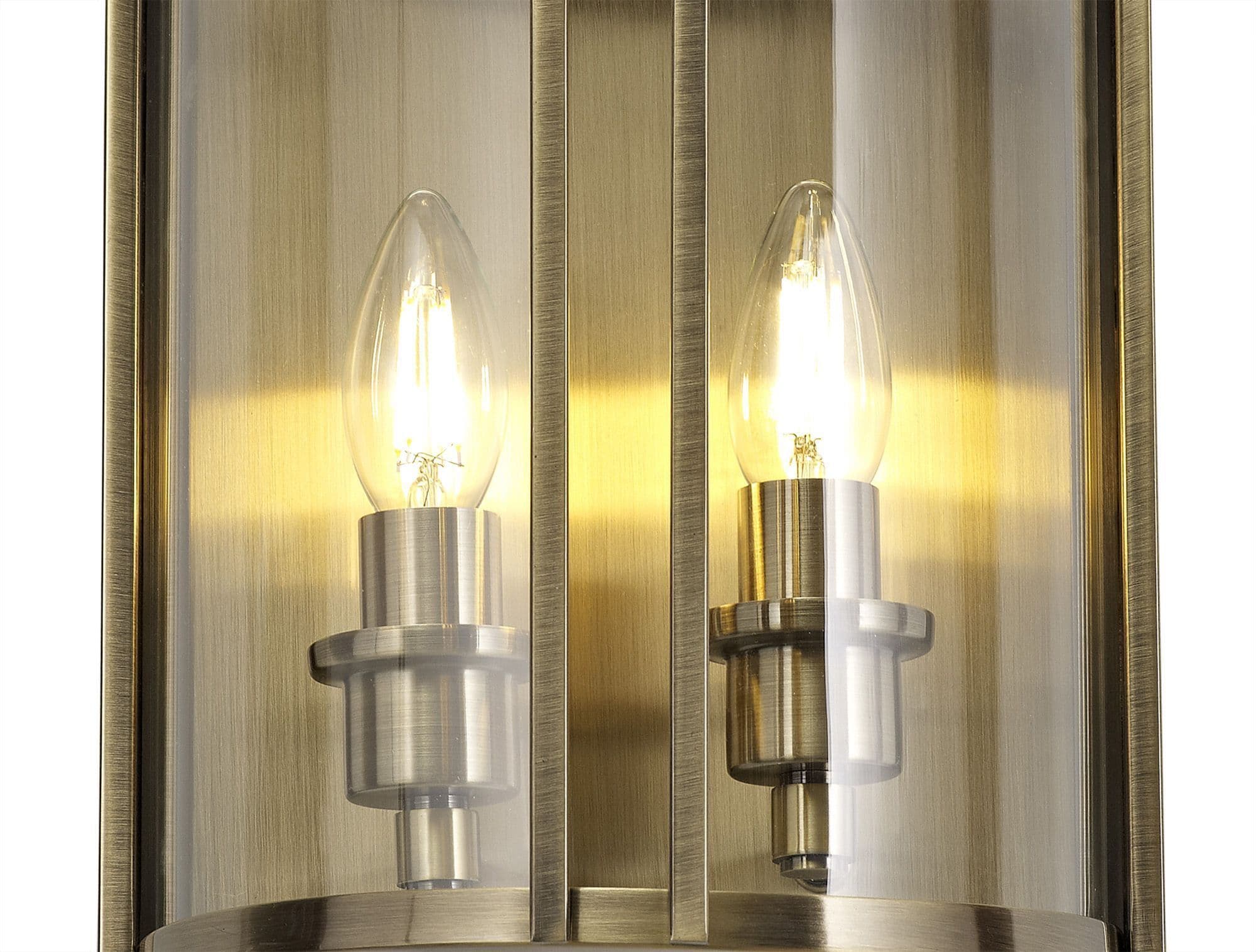 Clive Wall Lamp 2 Light E14 Antique Brass/Glass