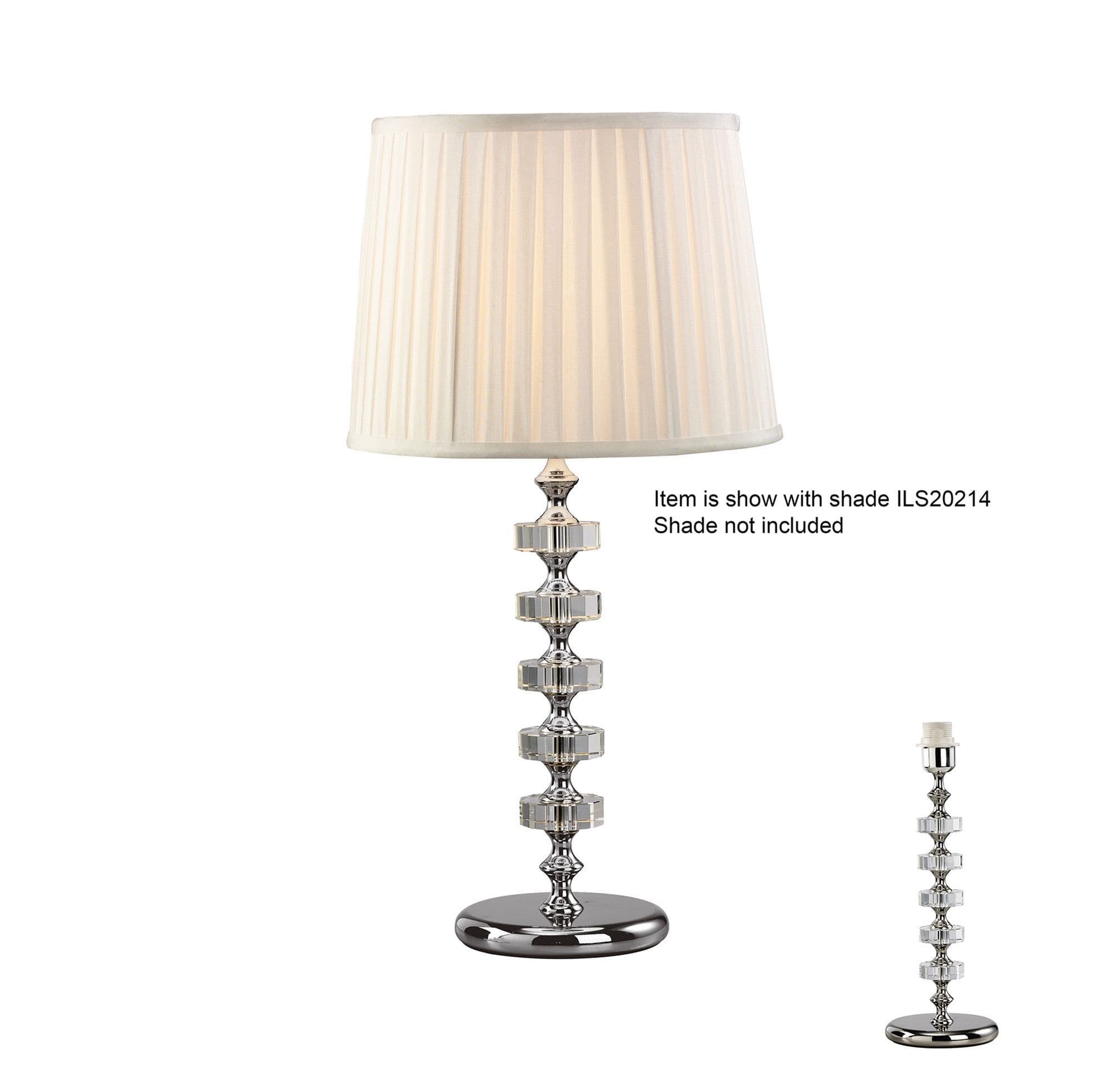 Colby Crystal Table Lamp WITHOUT SHADE 1 Light E27 Silver Finish