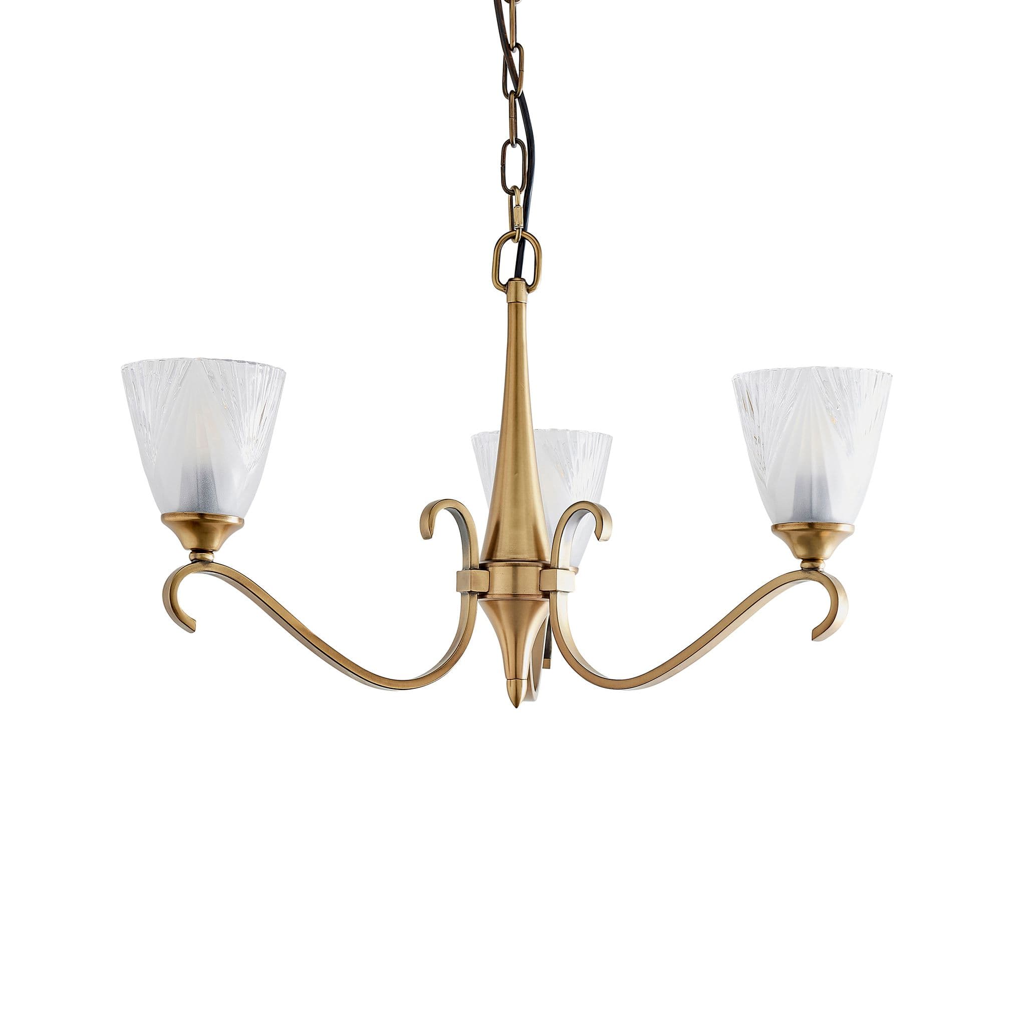 Columbia brass Exclusive 3 light pendant finished in antique brass art deco