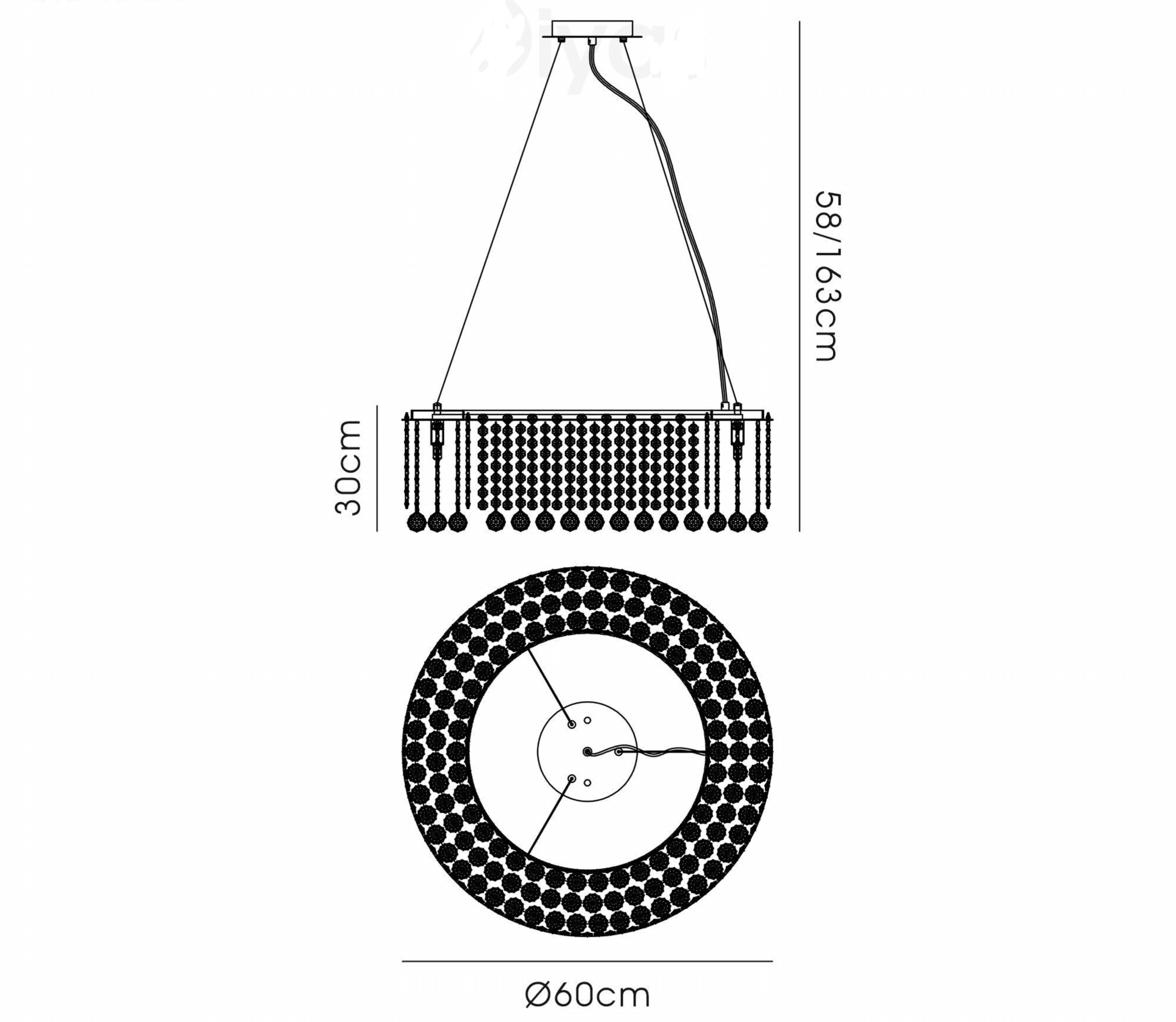 Corey 9 Light Round Pendant Chandelier 60cm G9 Polished Chrome/Crystal