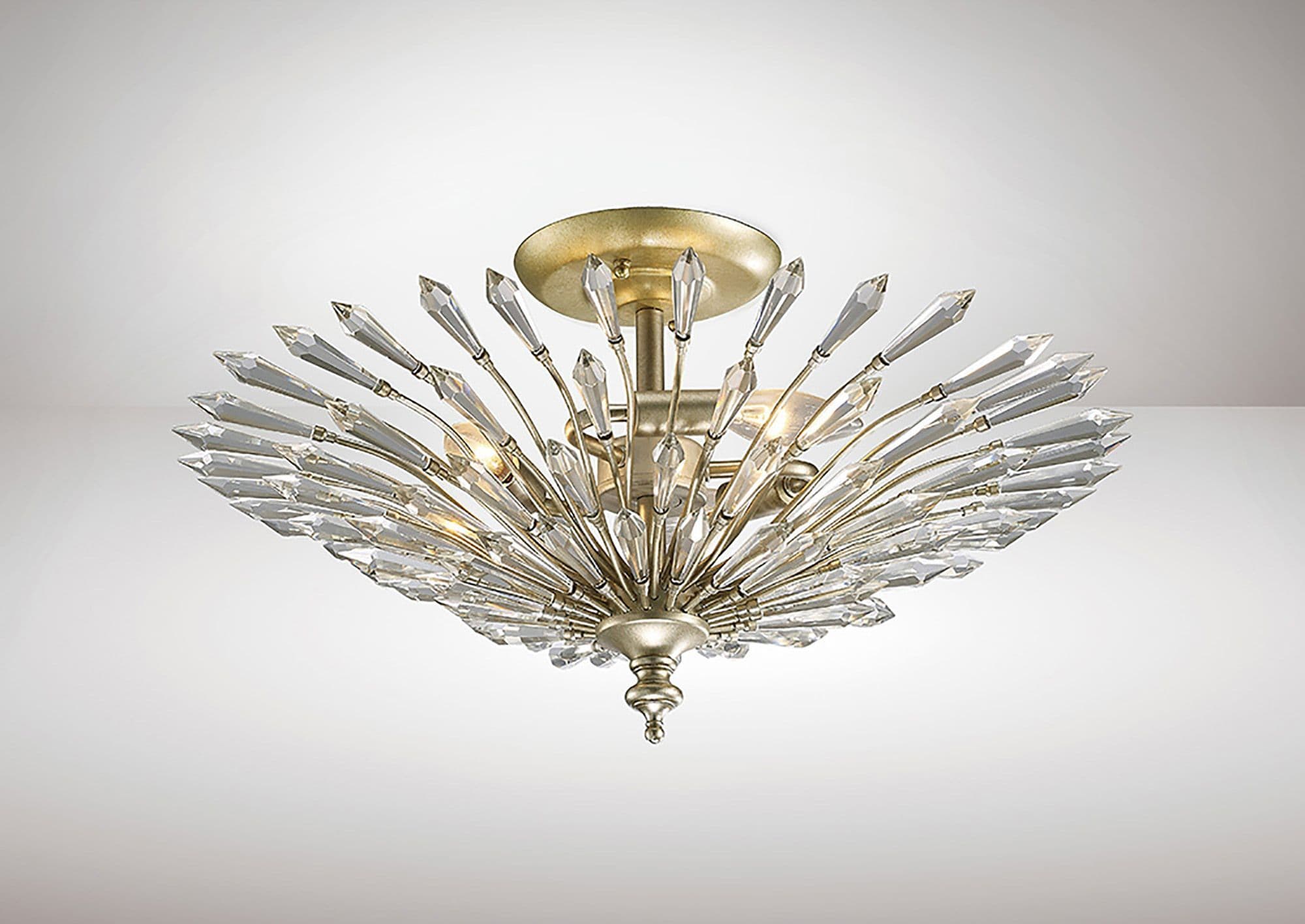 Cyrus Semi Ceiling 3 Light E14 Aged Gold/Silver/Crystal