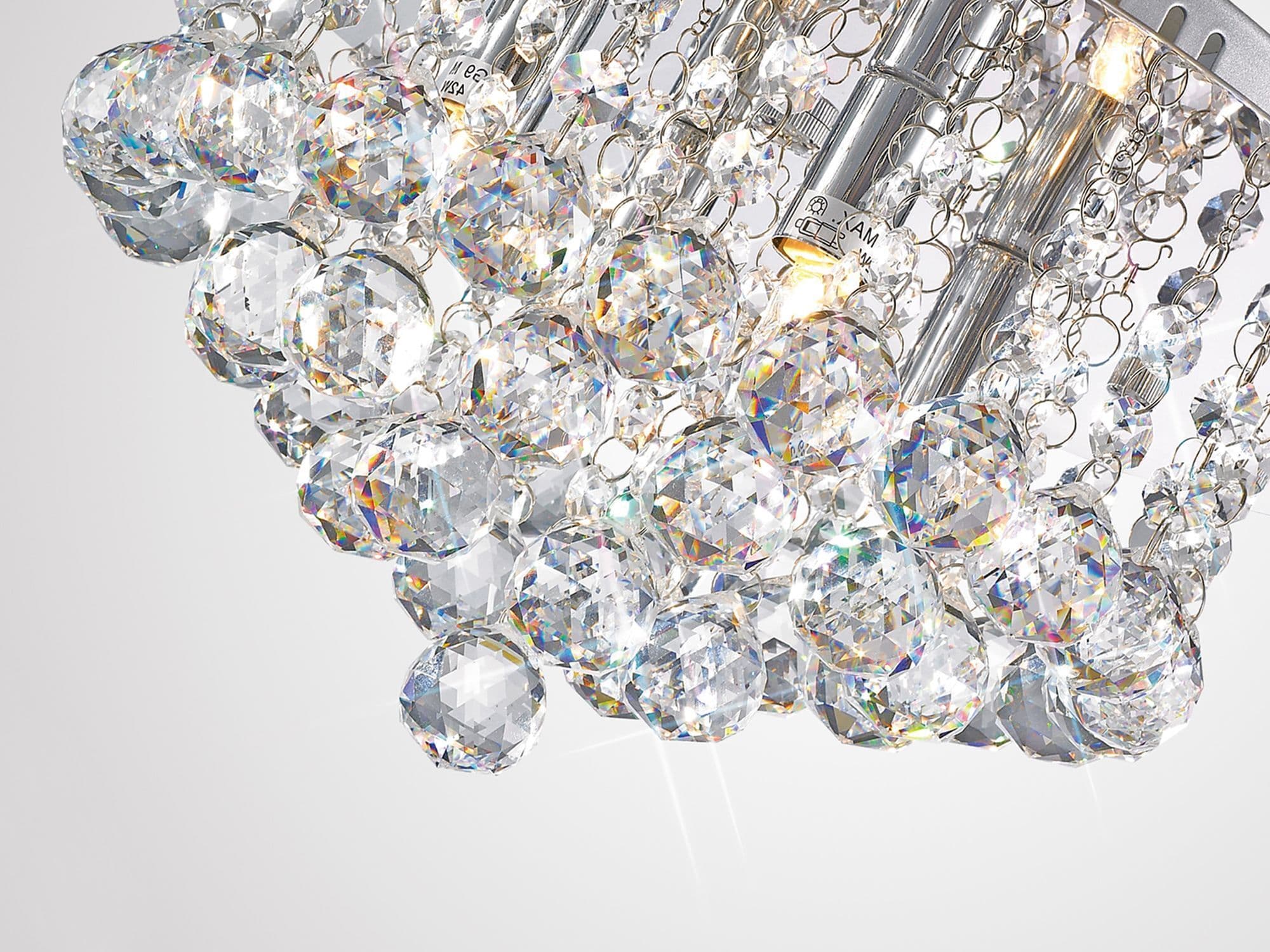 Dahlia Flush Ceiling 350mm Round 4 Light G9 Polished Chrome/Crystal