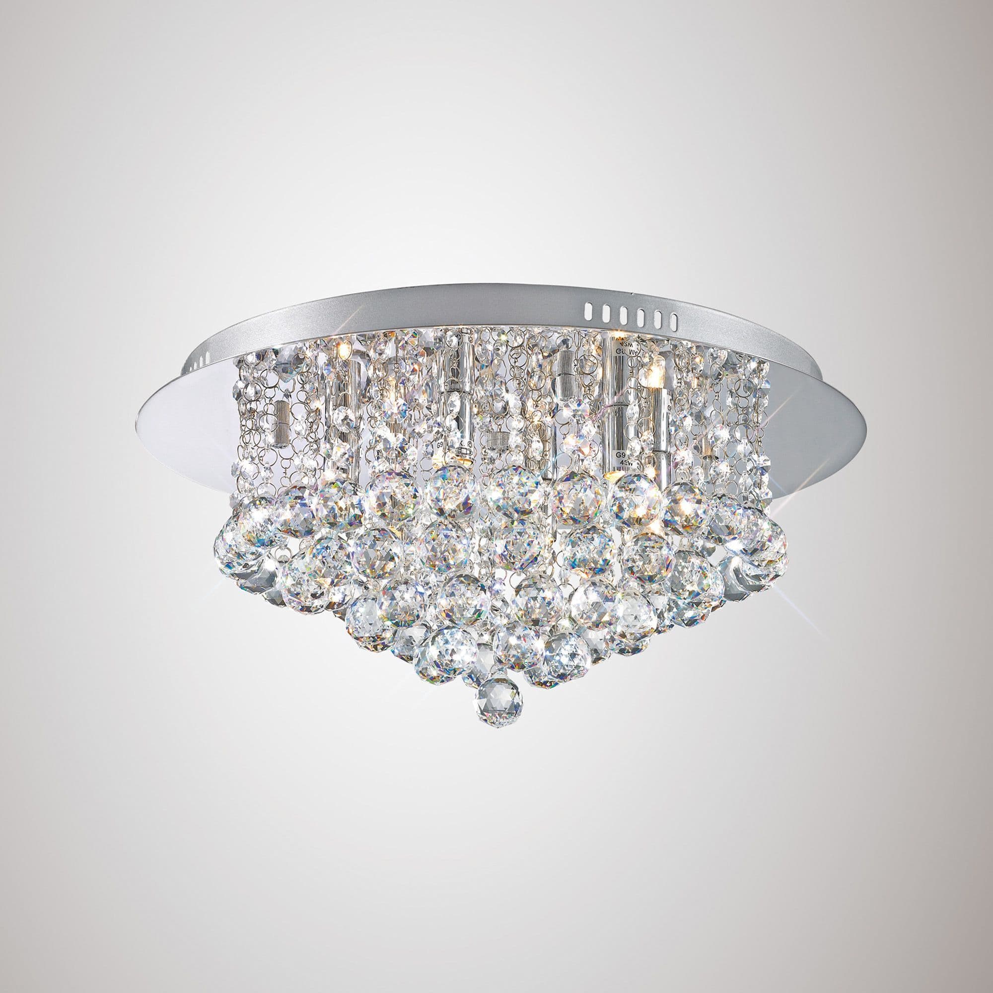 Dahlia Flush Ceiling 450mm Round 6 Light G9 Polished Chrome/Crystal