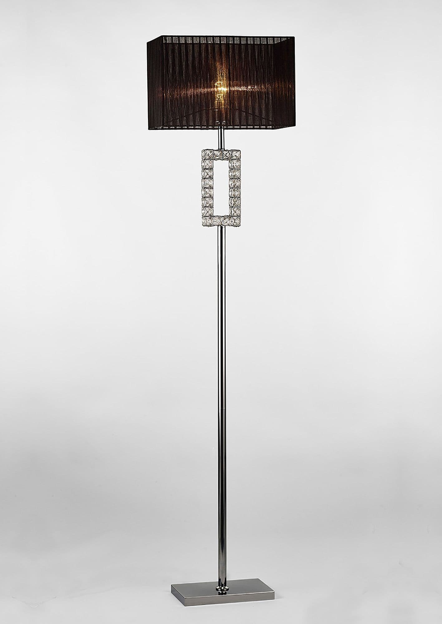 Darby Rectangle Floor Lamp With White Shade 1 Light E27 Polished Chrome ...
