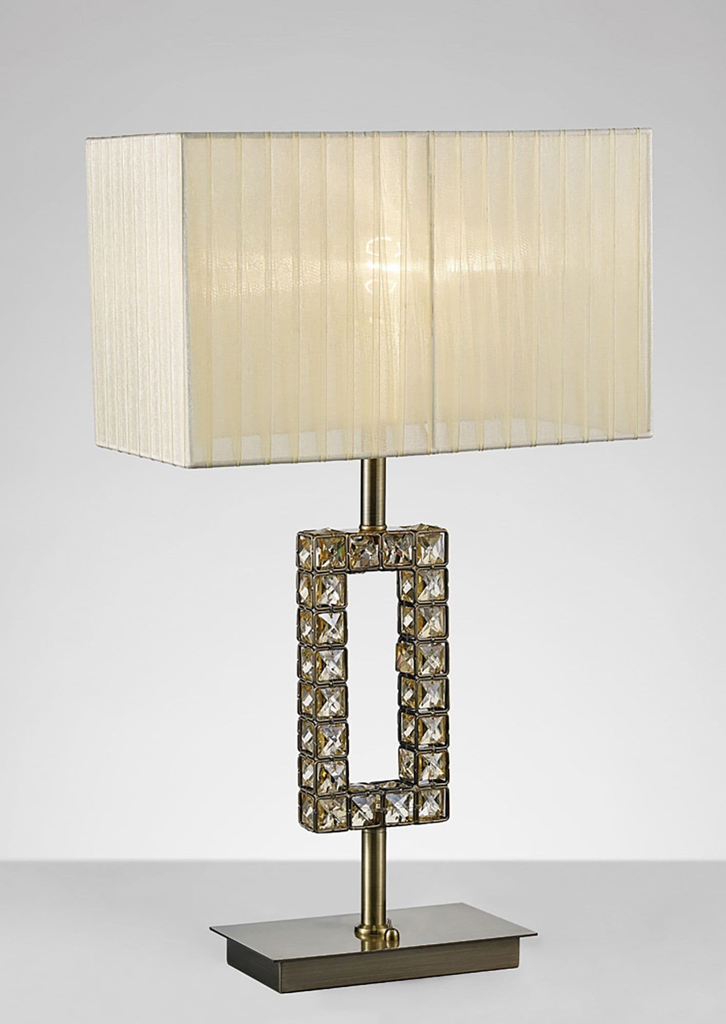 Darby Rectangle Table Lamp With Cream Shade 1 Light E27 Antique Brass ...