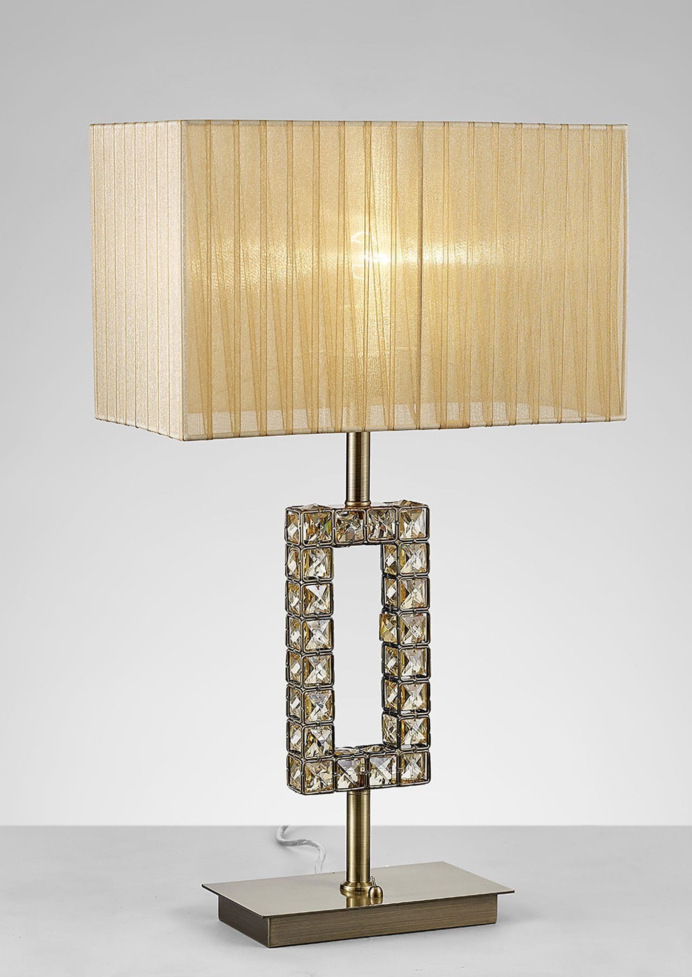 Darby Rectangle Table Lamp With Cream Shade 1 Light E27 Antique Brass ...