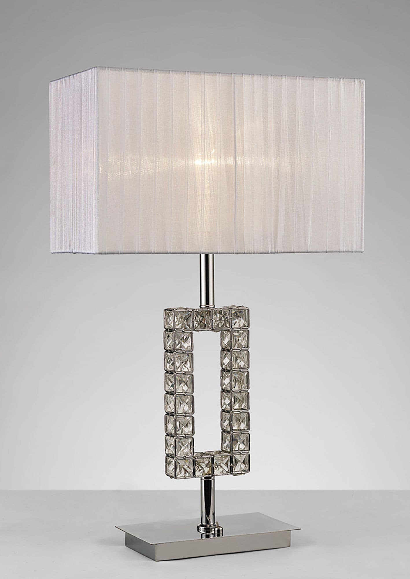 Darby Rectangle Table Lamp With White Shade 1 Light E27 Polished Chrome ...