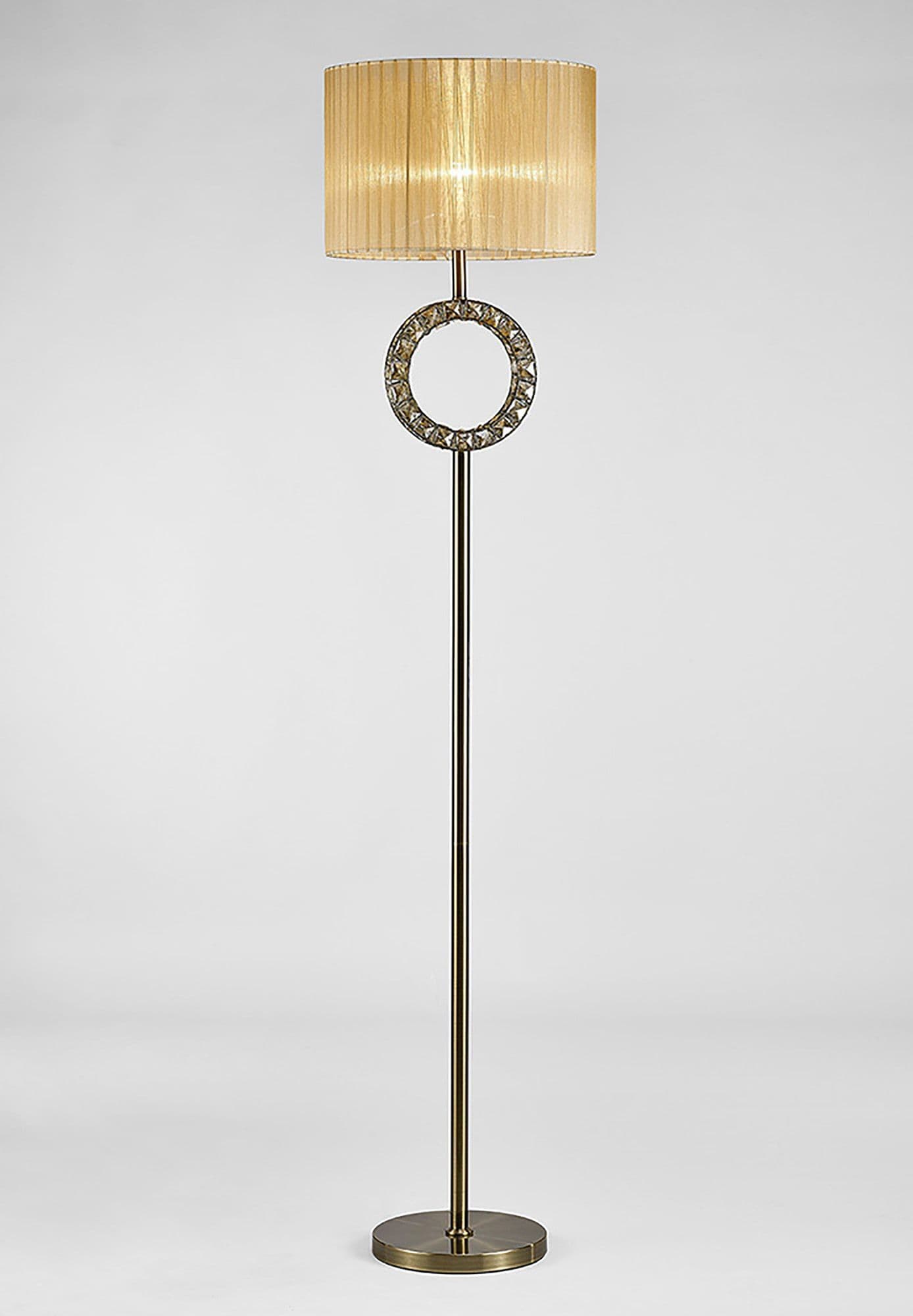 Darby Round Floor Lamp With Soft Bronze Shade 1 Light E27 Antique Brass ...