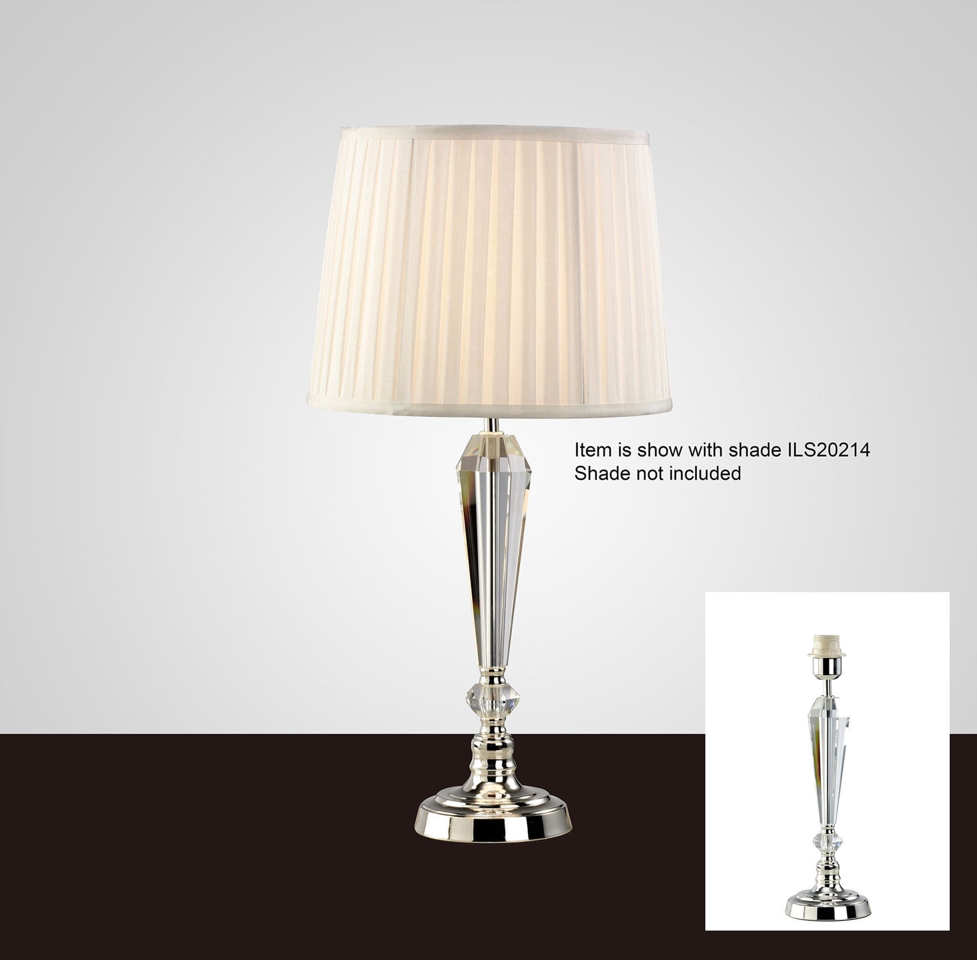 Darin Crystal Table Lamp WITHOUT SHADE 1 Light E27 Silver Finish