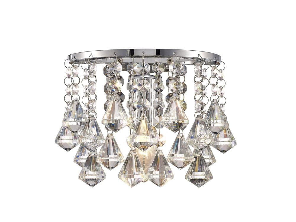 Acton Wall Lamp 1 Light E14 Switched Polished Chrome/Prism Crystal
