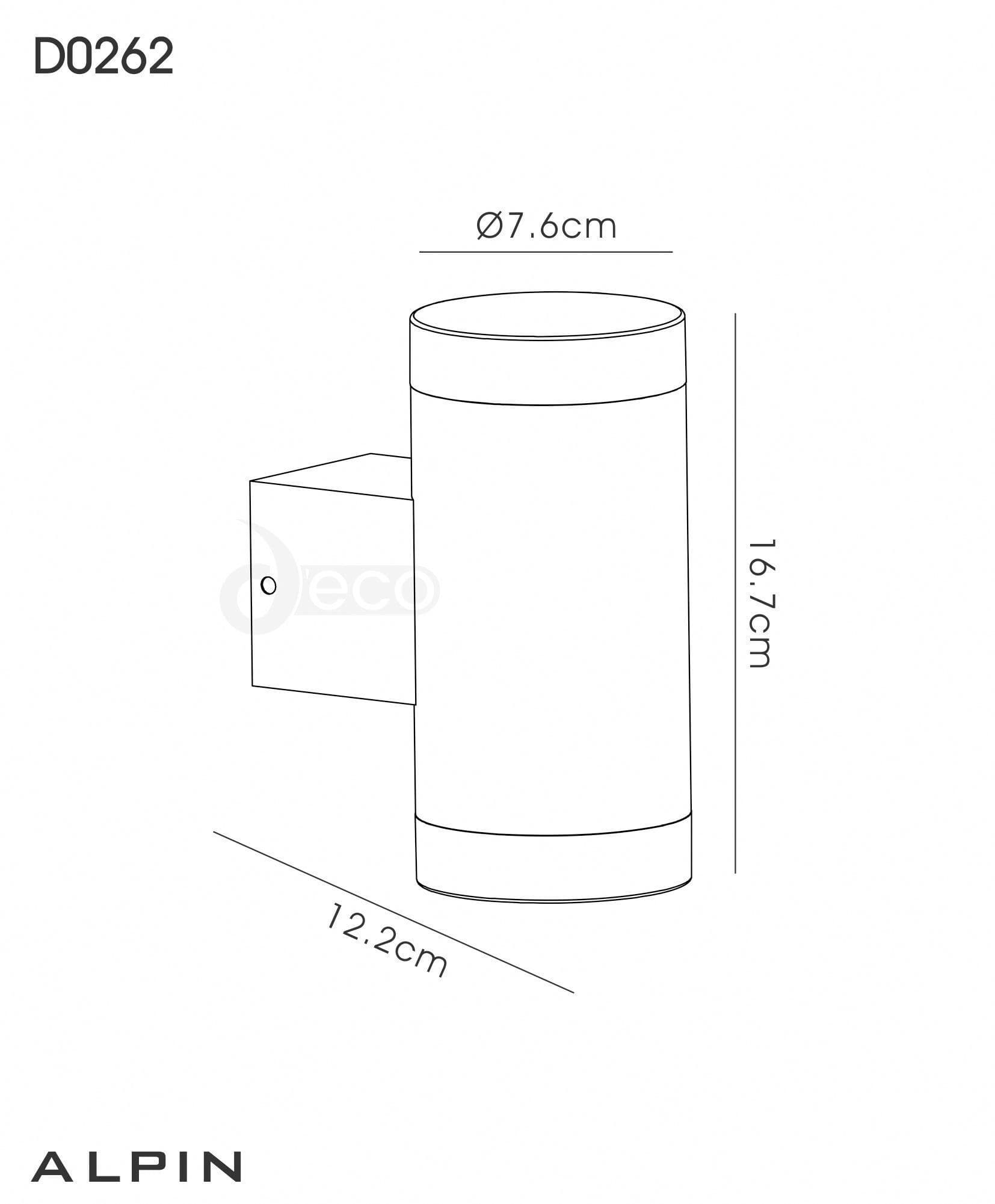 Alpin Up & Downward Lighting Cylinder Wall Lamp 2x4W LED IP44 Ext ...