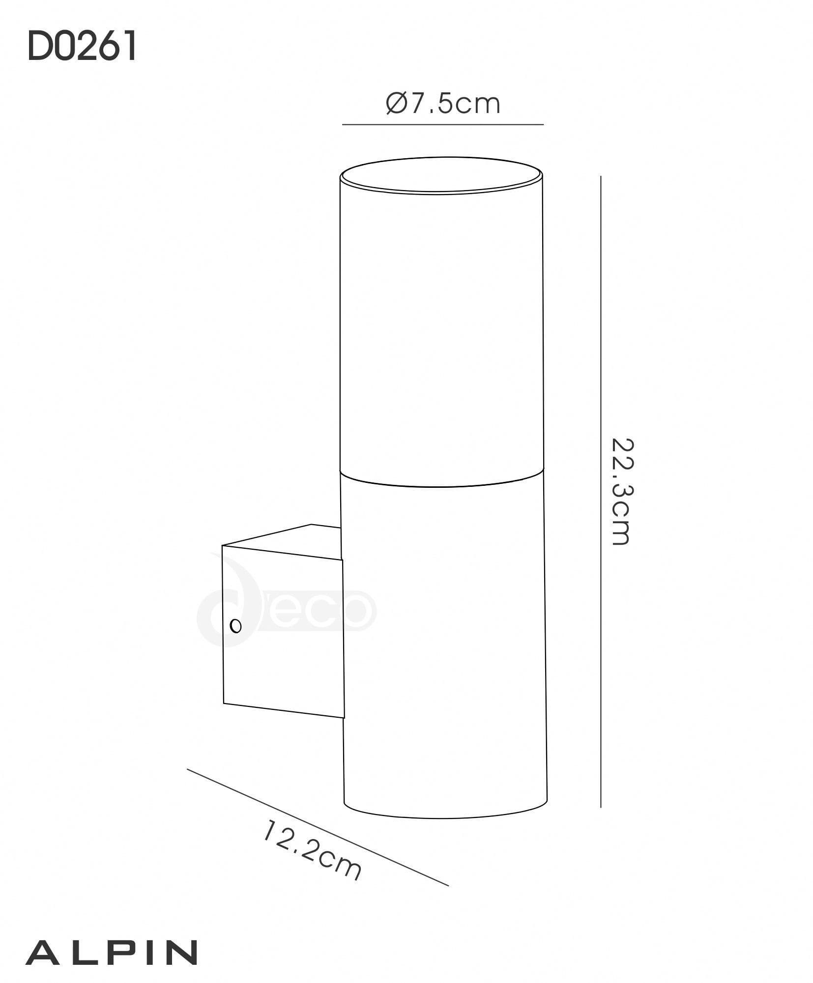 Alpin Upward Lighting Cylinder Wall Lamp 10W LED IP44 Ext/Interior 4000K