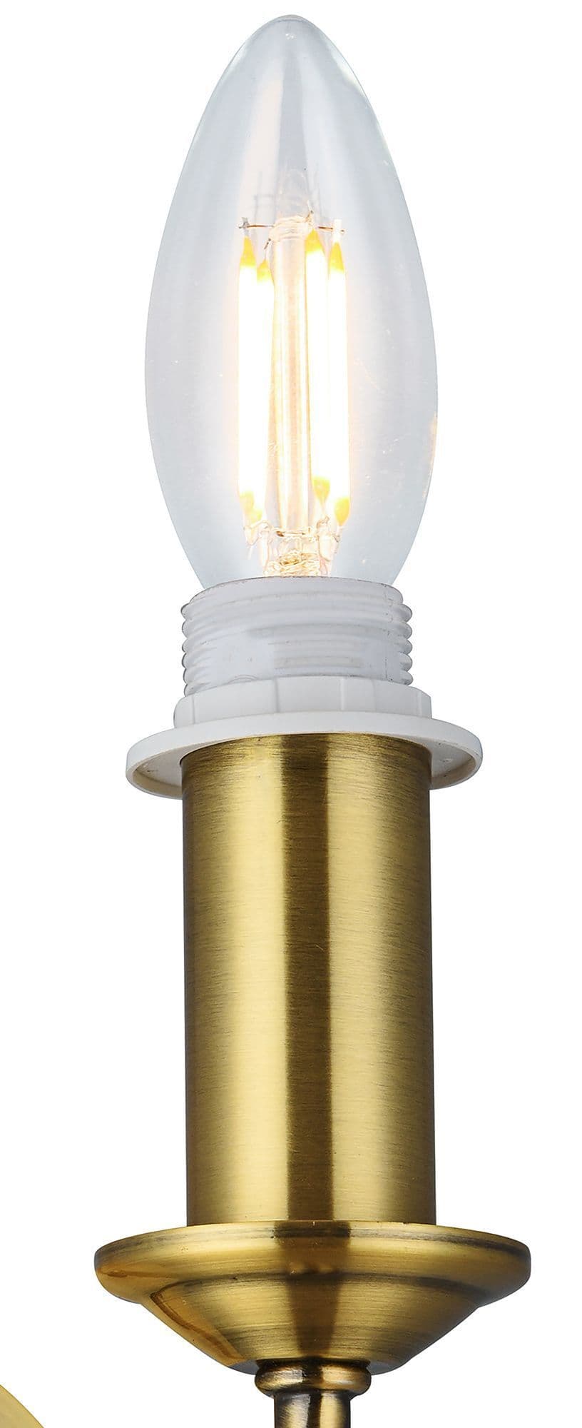 Aberbran 1 Light Switched Wall Lamp Without Shade E14 Antique Brass