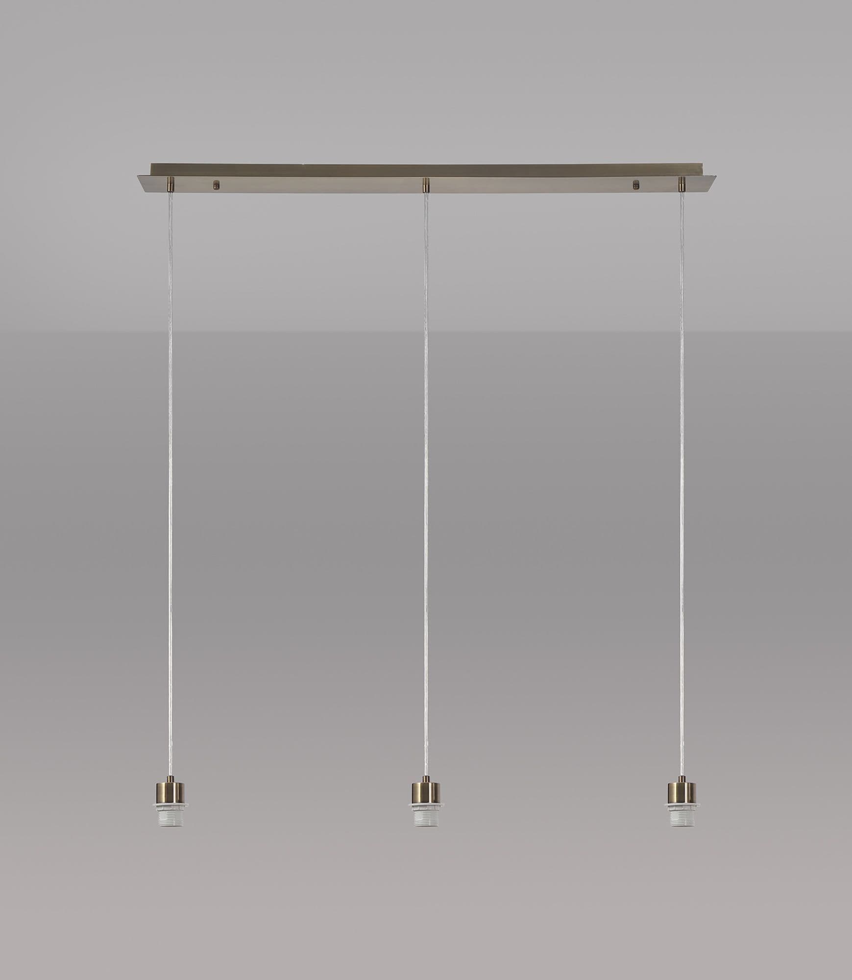 Baymont Antique Brass 3 Light E27 Universal 2m Linear Pendant