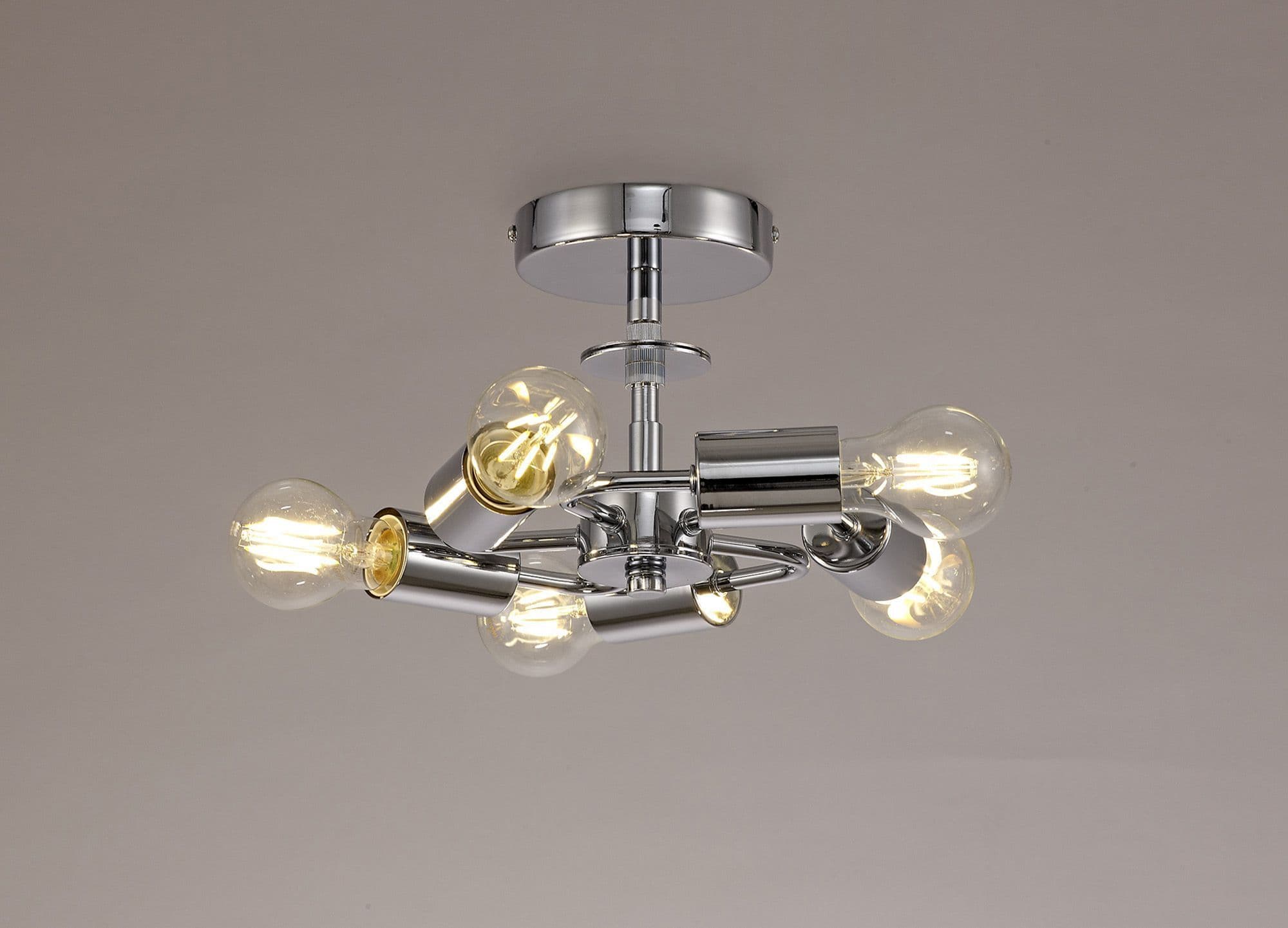 Baymont Polished Chrome 5 Light E27 Universal Drop Flush Ceiling Fixture