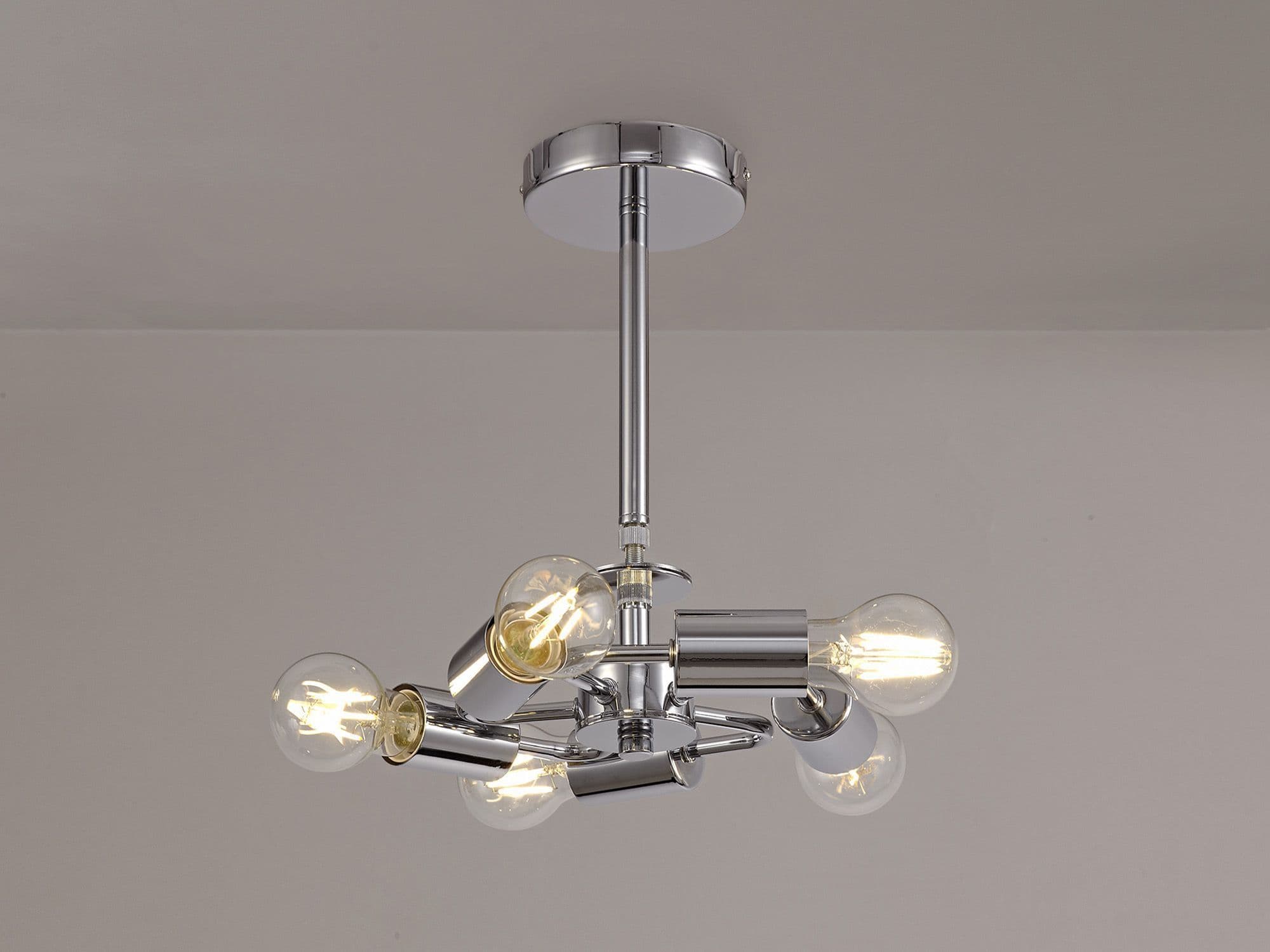 Baymont Polished Chrome 5 Light E27 Universal Semi Ceiling Fixture