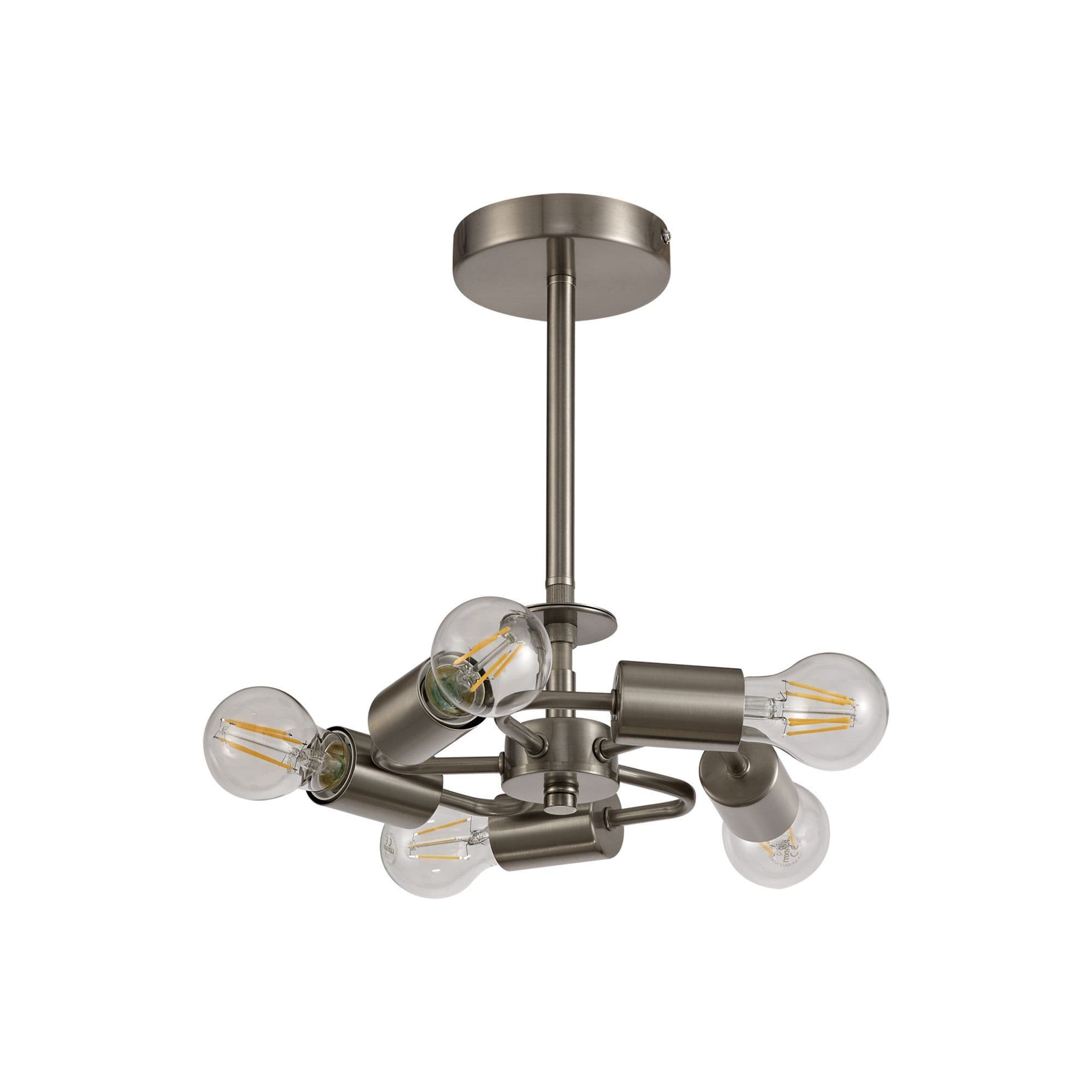 Baymont Satin Nickel 5 Light E27 Universal Semi Ceiling Fixture