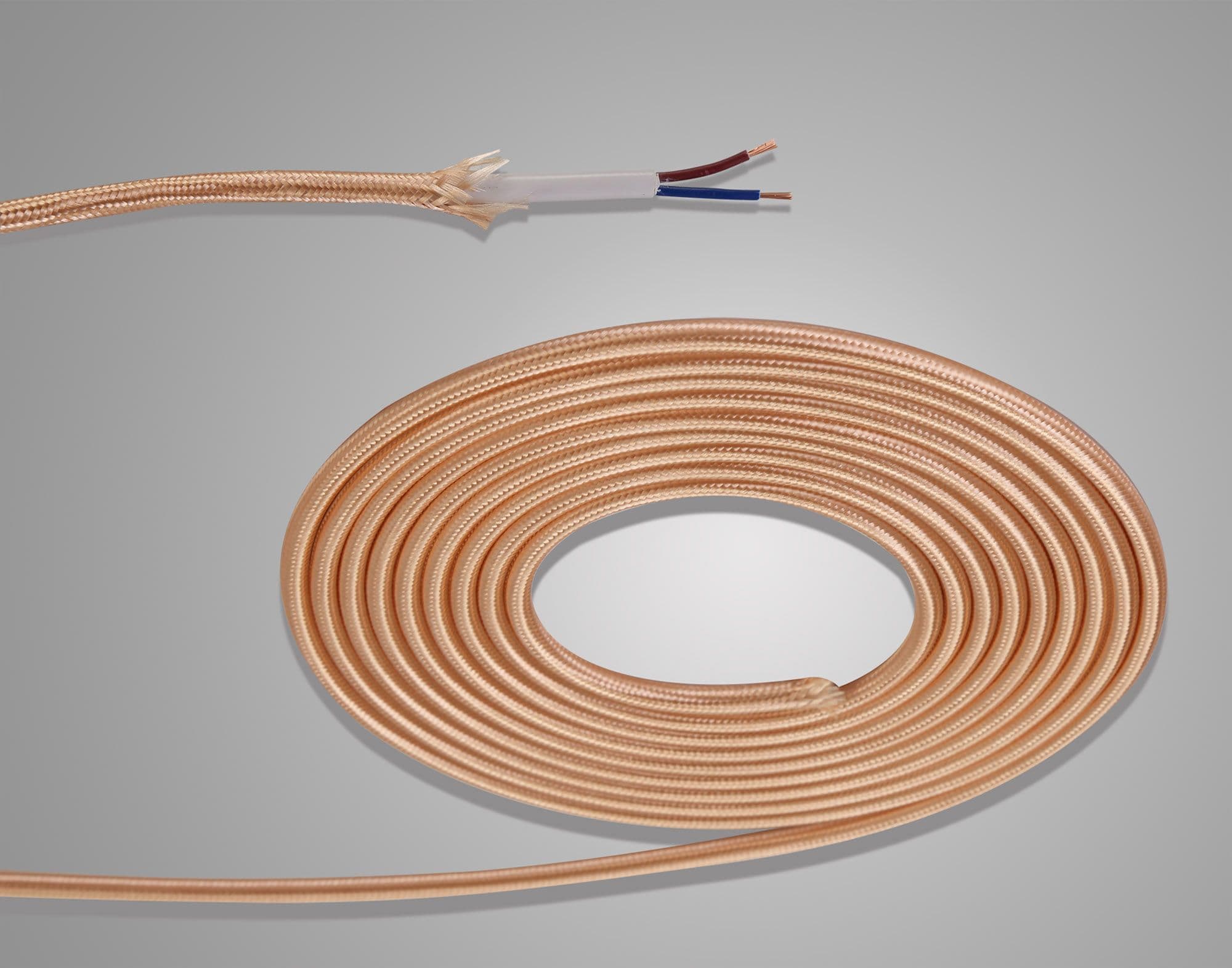 Cavo 1m Rose Gold Braided 2 Core 0 75mm Cable