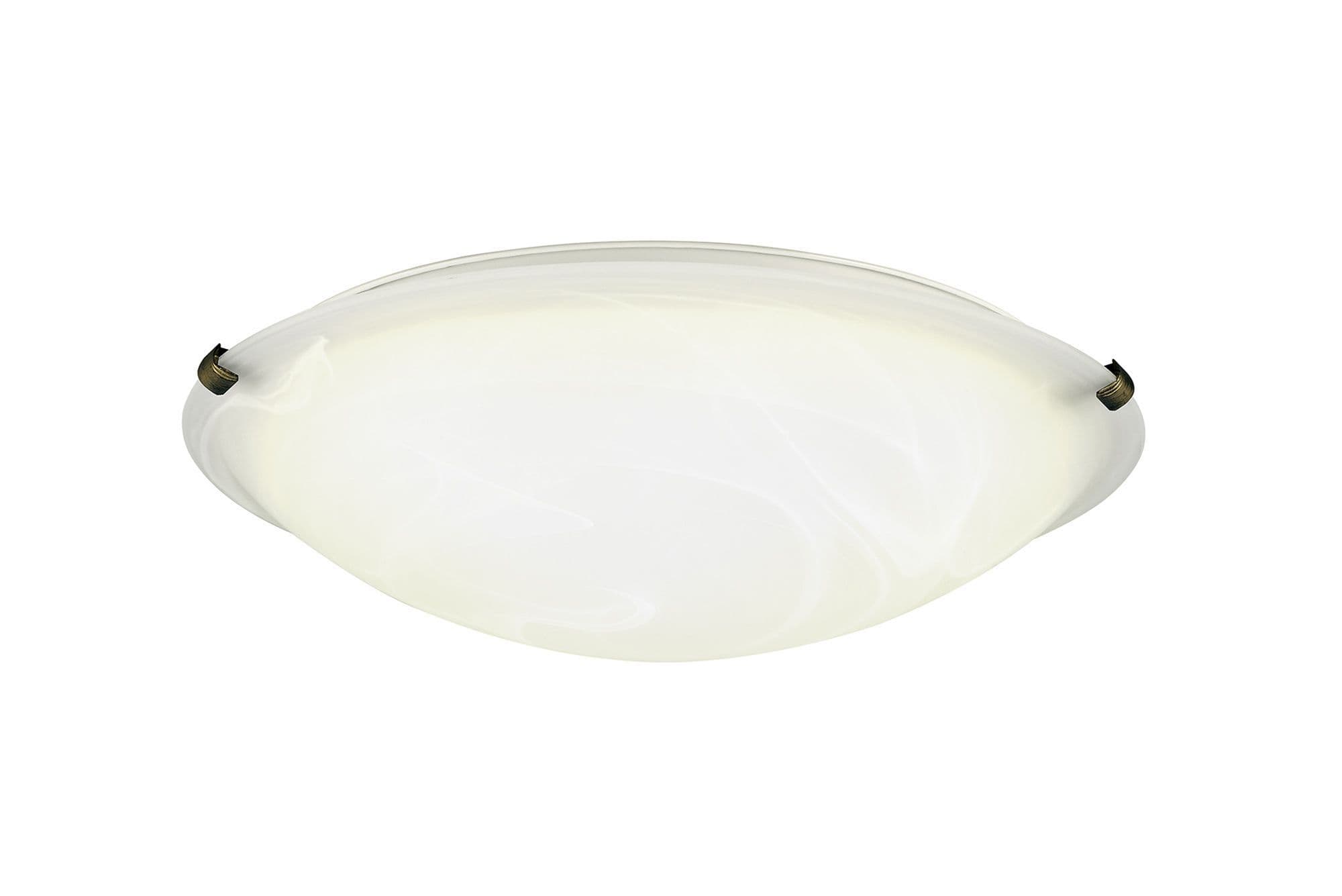 Chester 3 Light E27 Flush Ceiling 400mm Round Black/Gold With Frosted ...