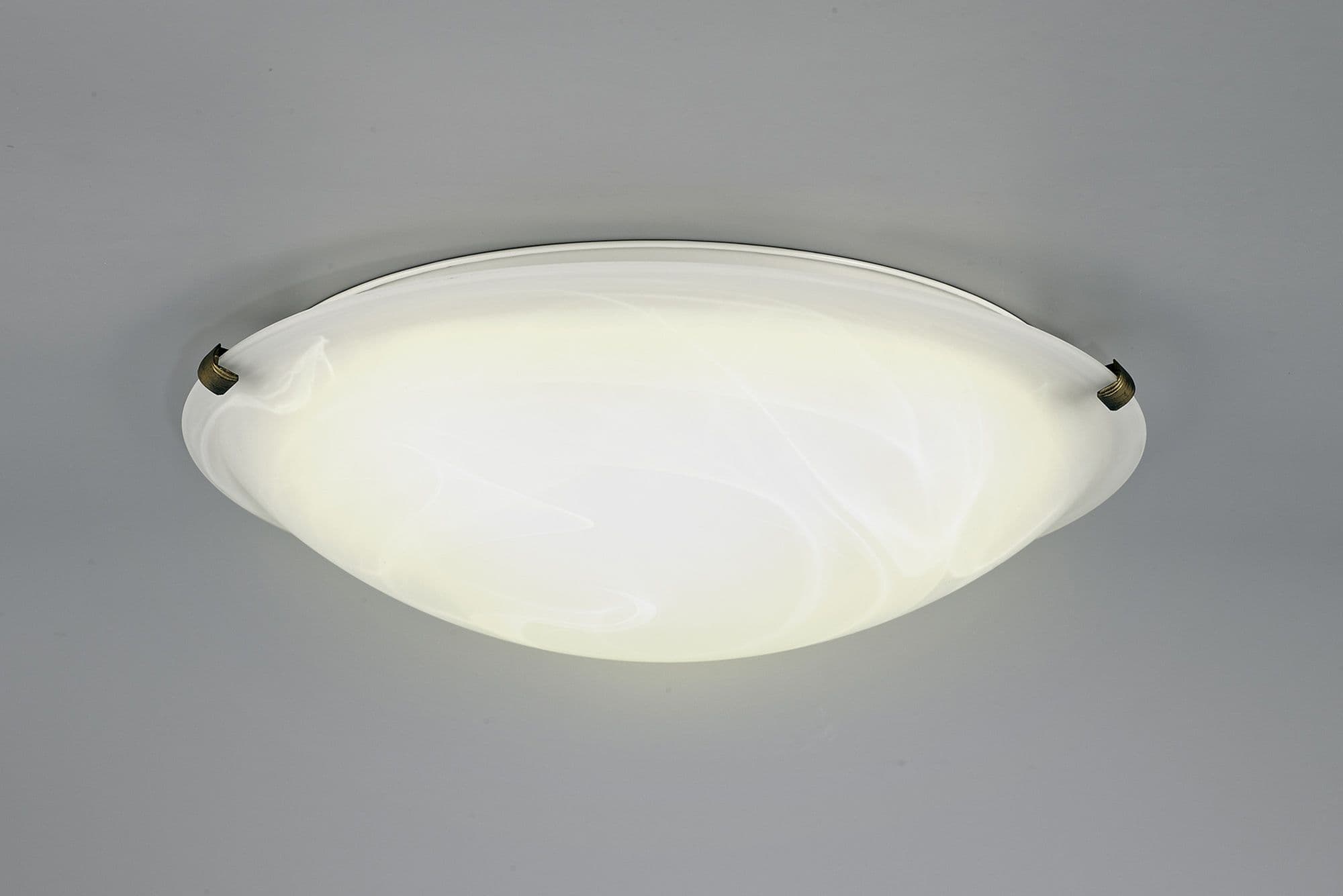 Chester 3 Light E27 Flush Ceiling 400mm Round Black/Gold With Frosted ...