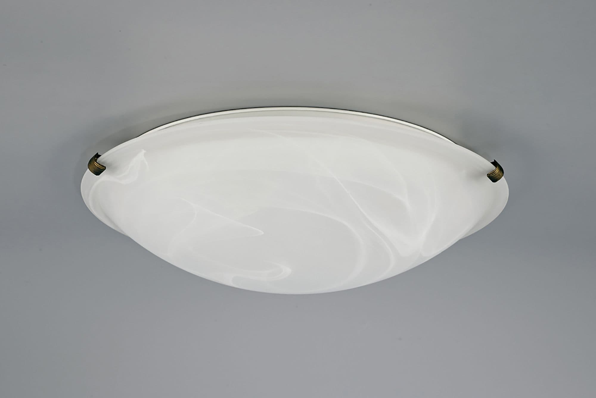Chester 3 Light E27 Flush Ceiling 400mm Round Black/Gold With Frosted ...