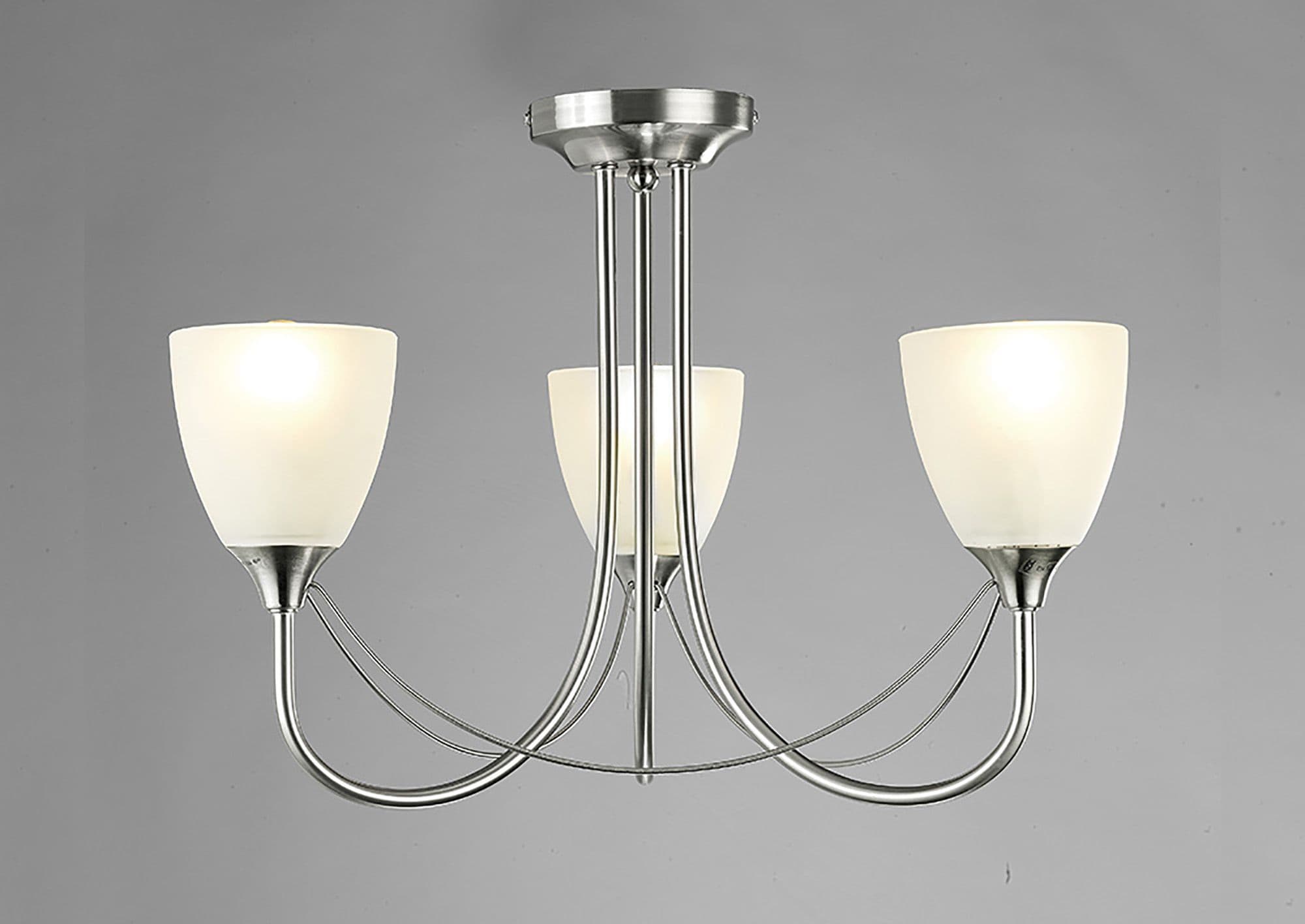 Cooper Ceiling 3 Light E14 Satin Nickel/Opal Glass