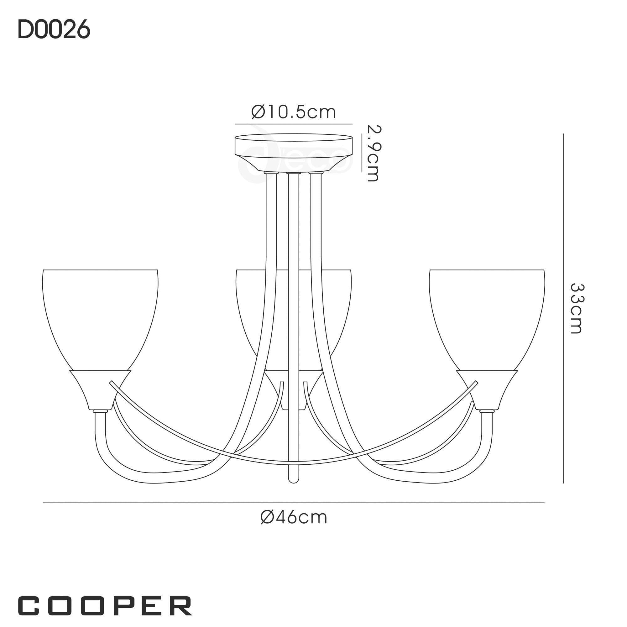 Cooper Ceiling 3 Light E14 Satin Nickel/Opal Glass