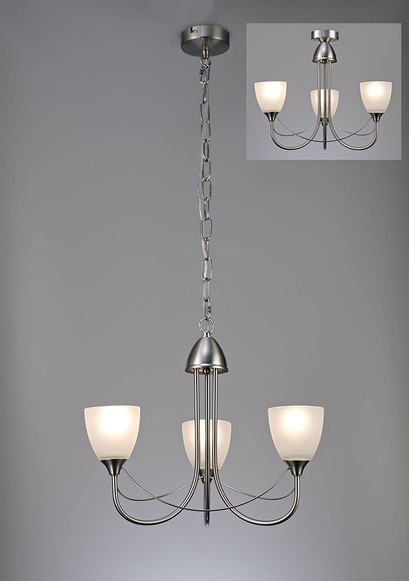 Cooper Ceiling 3 Light Pendant Convertible to Semi FlushE14 Satin ...