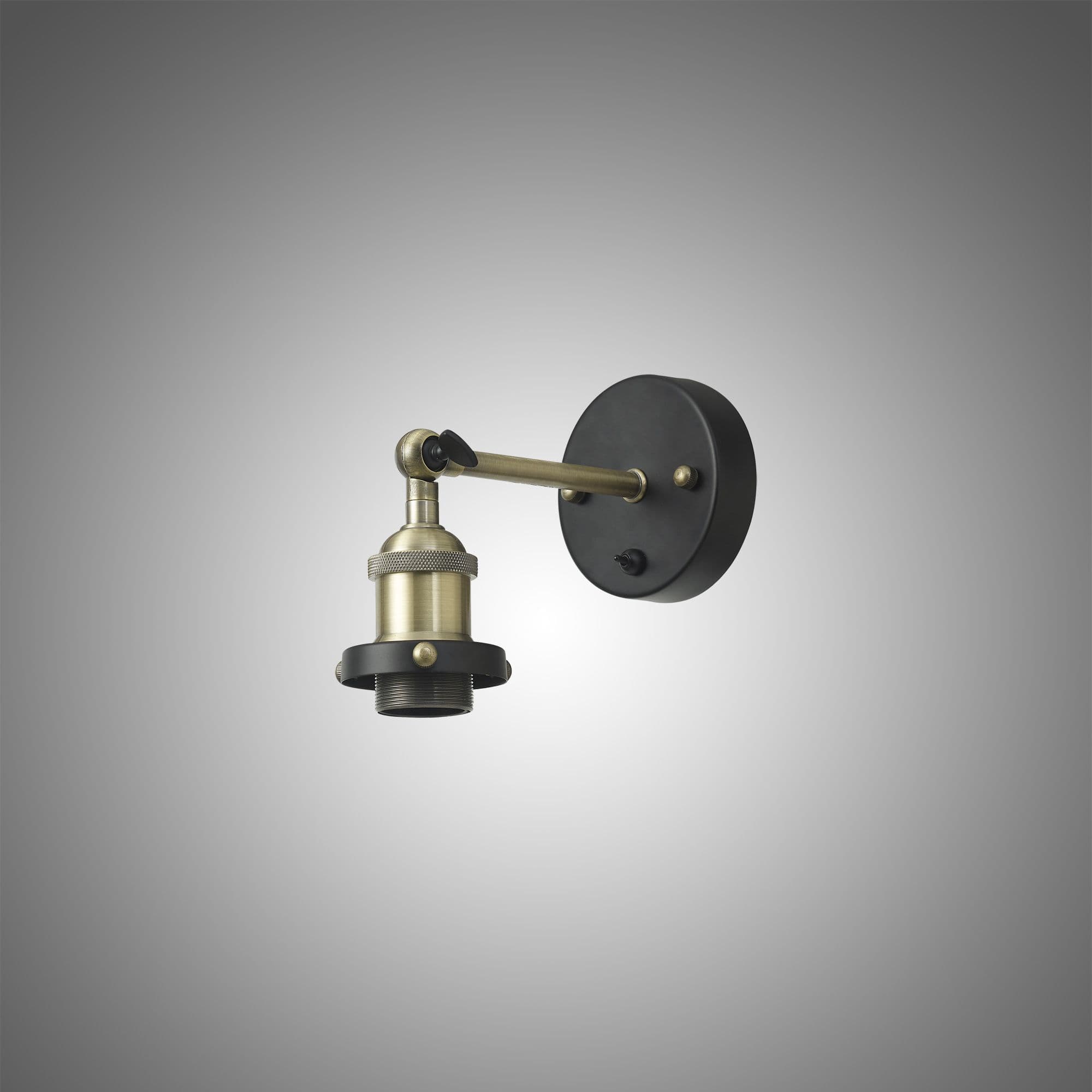 Dreifa Switched Wall Light 1 Light Black/Antique Brass E27
