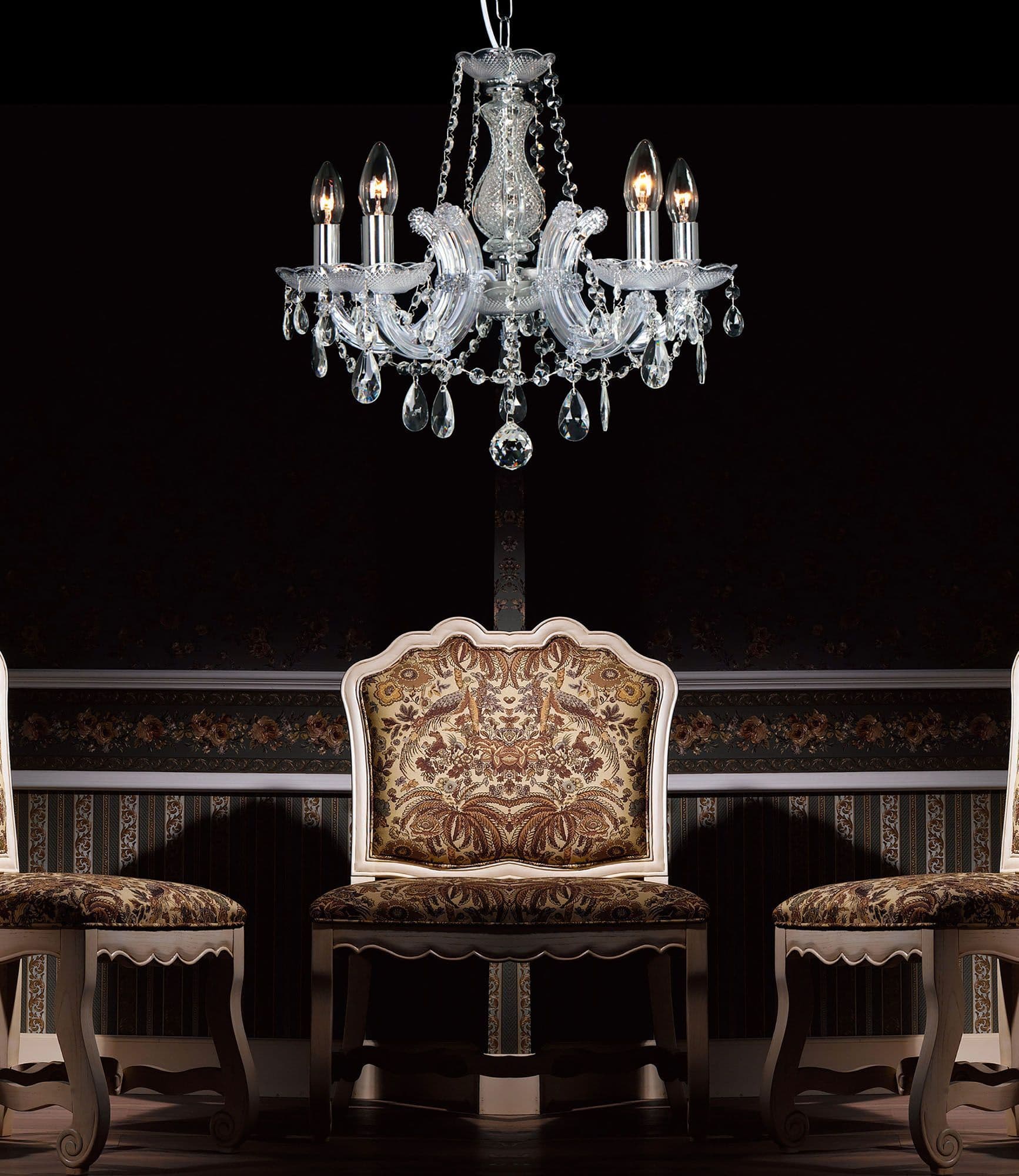 Gabrielle Chandelier With Acrylic Sconce & Glass Droplets 8 Light E14 ...