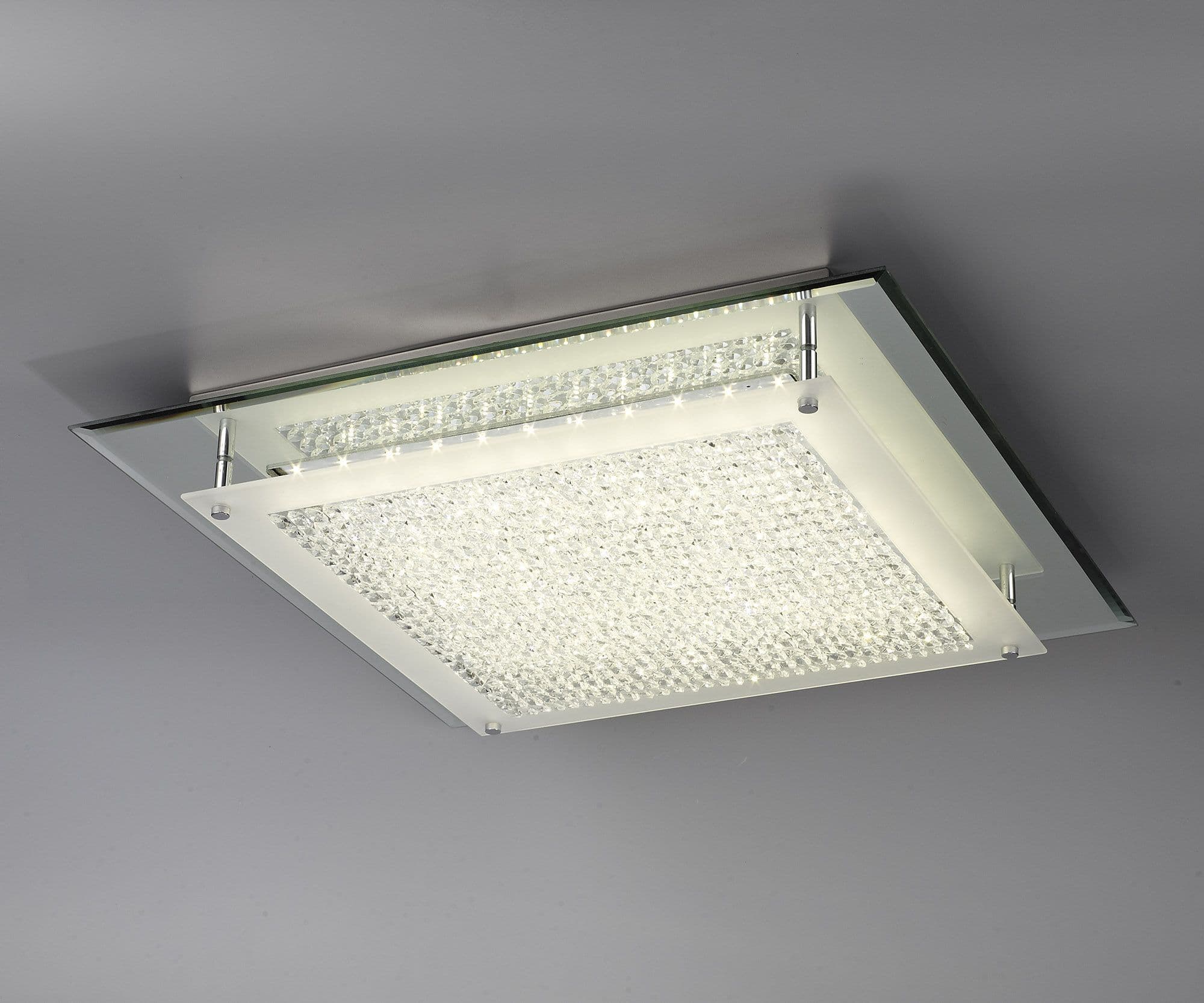 Gina Ceiling 500mm Square 24W 1900lm LED 4000K Polished Chrome/Crystal