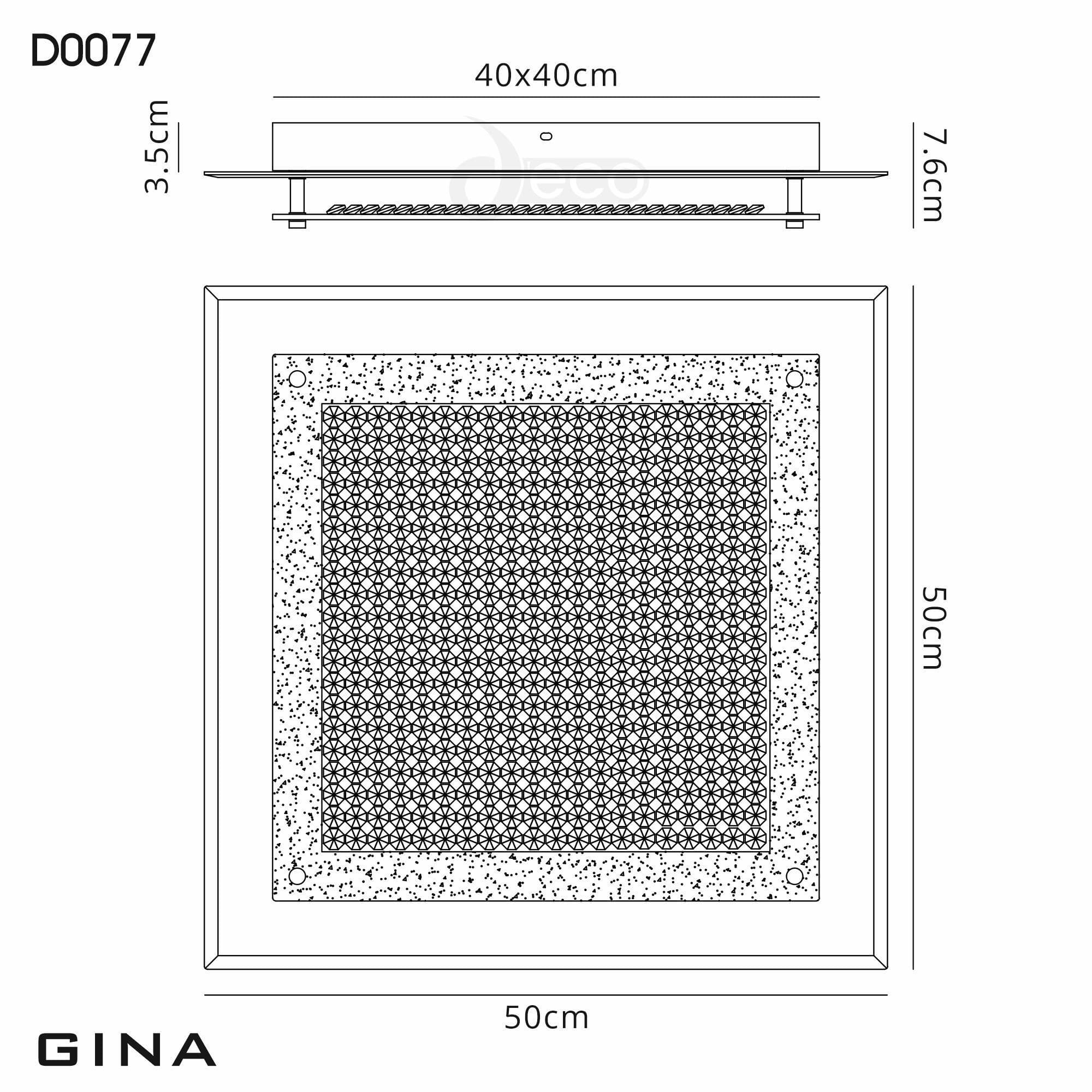 Gina Ceiling 500mm Square 24W 1900lm LED 4000K Polished Chrome/Crystal