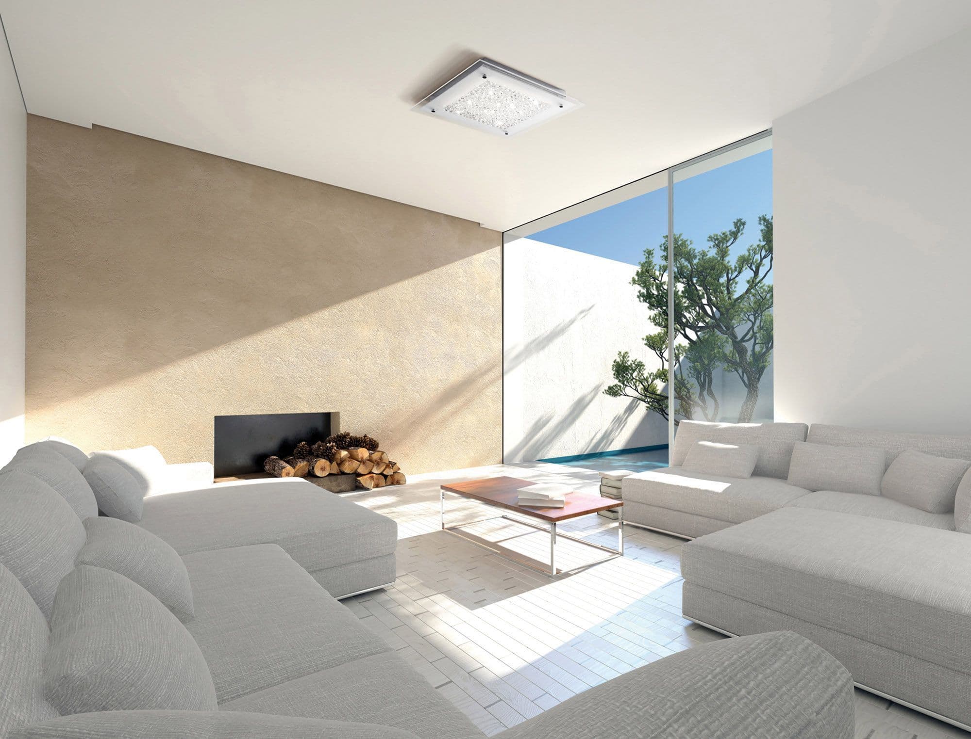 Gina Ceiling 500mm Square 24W 1900lm LED 4000K Polished Chrome/Crystal