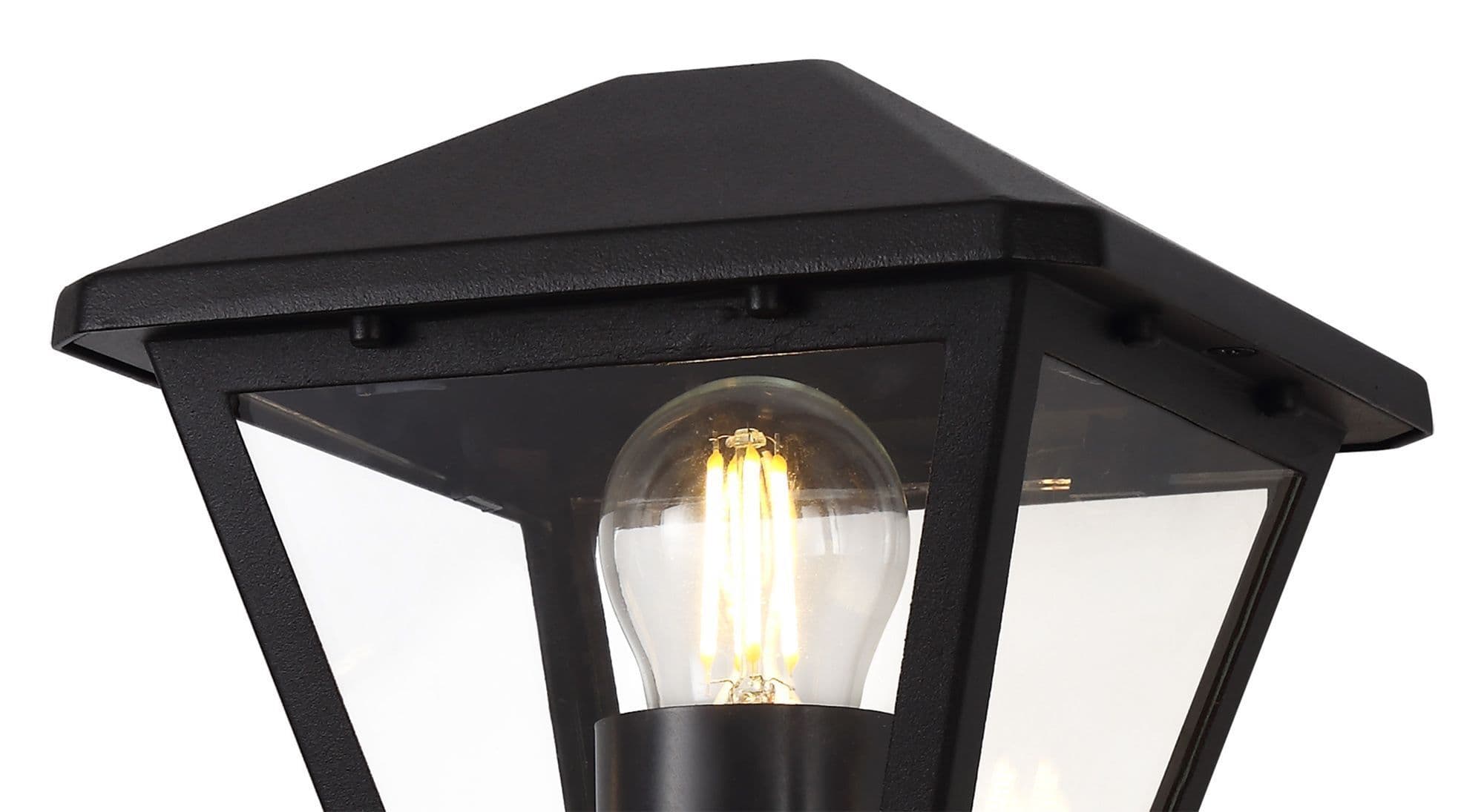 Luqi Upward Wall Lamp 1 x E27 IP44 Black/Clear Glass