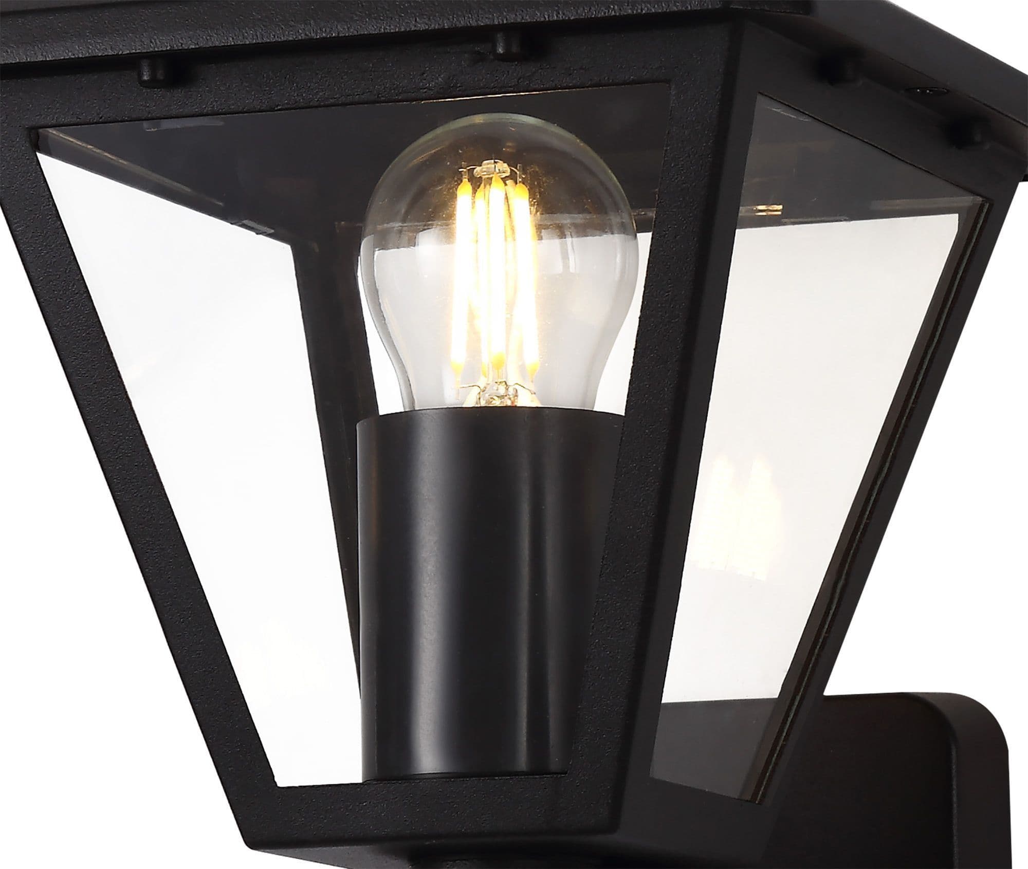 Luqi Upward Wall Lamp 1 x E27 IP44 Black/Clear Glass