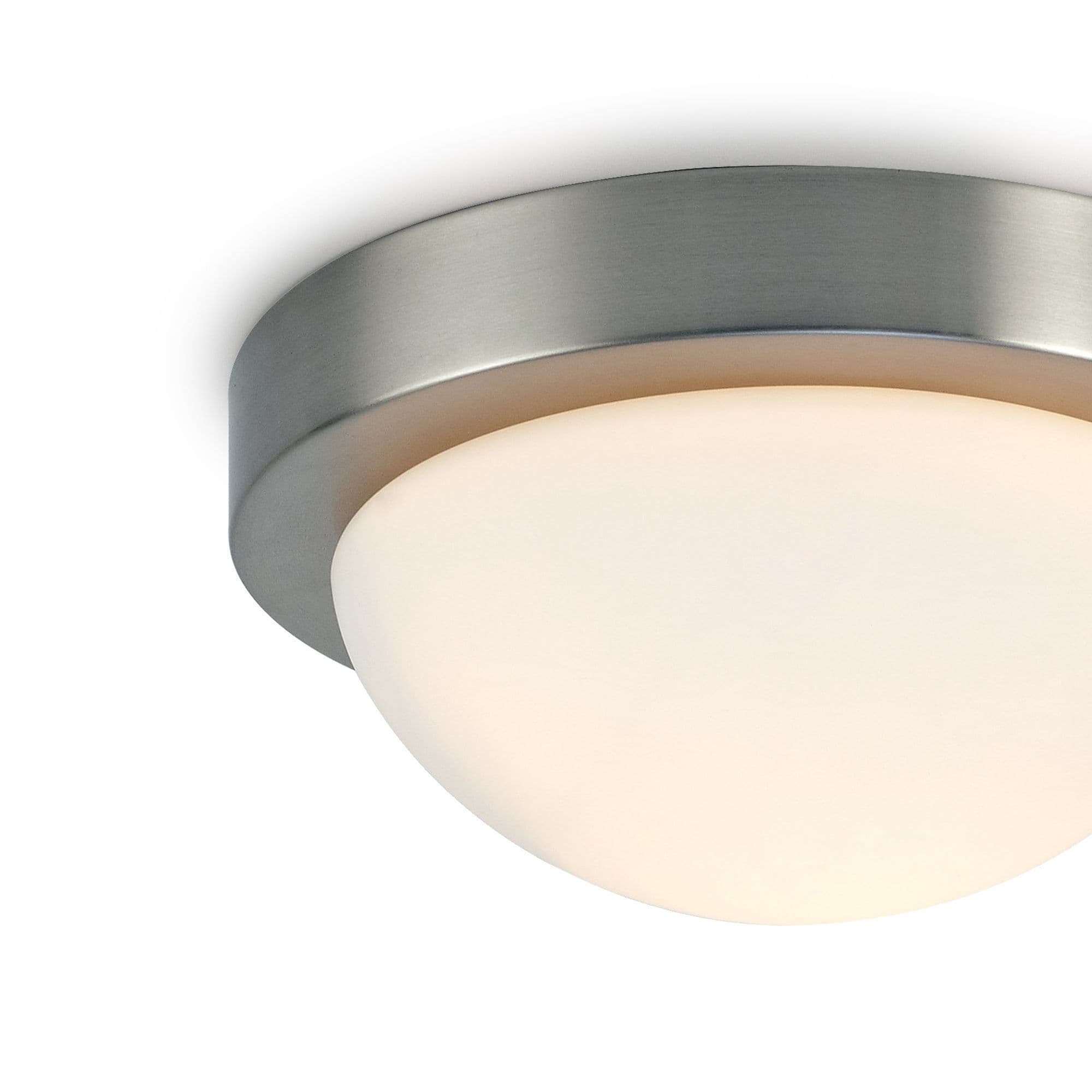 Porter IP44 1 Light E27 Small Flush Ceiling Light Satin Nickel With ...