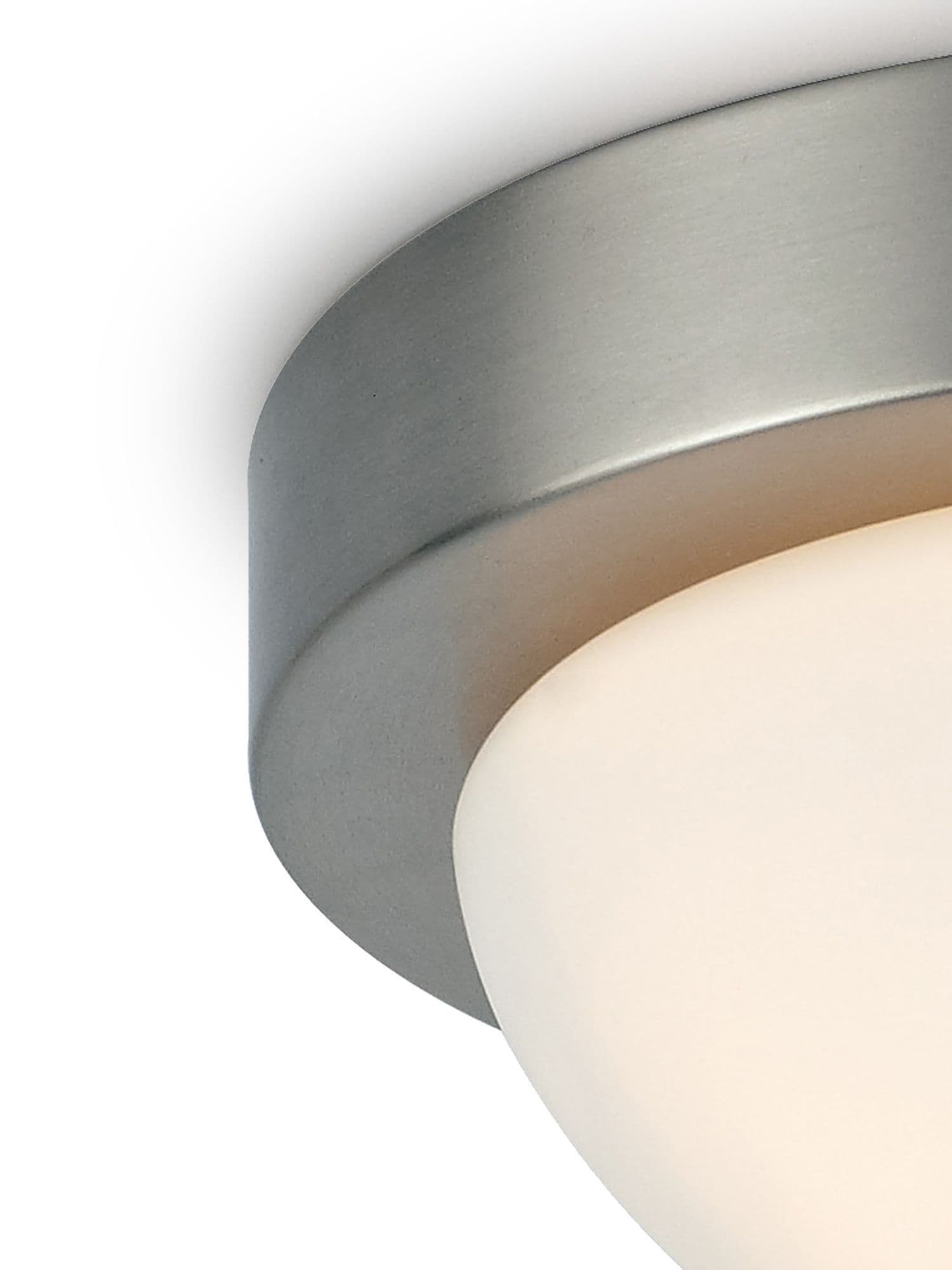 Porter IP44 1 Light E27 Small Flush Ceiling Light Satin Nickel With ...
