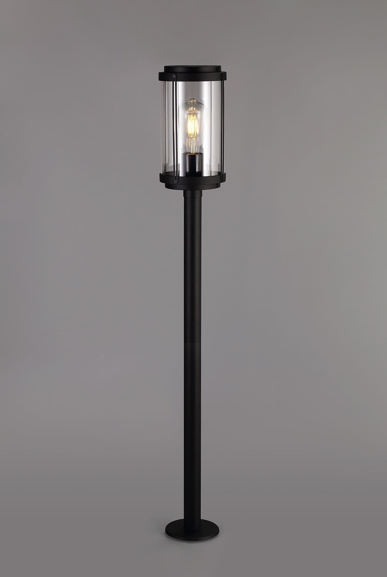 Reva Tall Post 1 x E27 IP44 Black/Clear PC