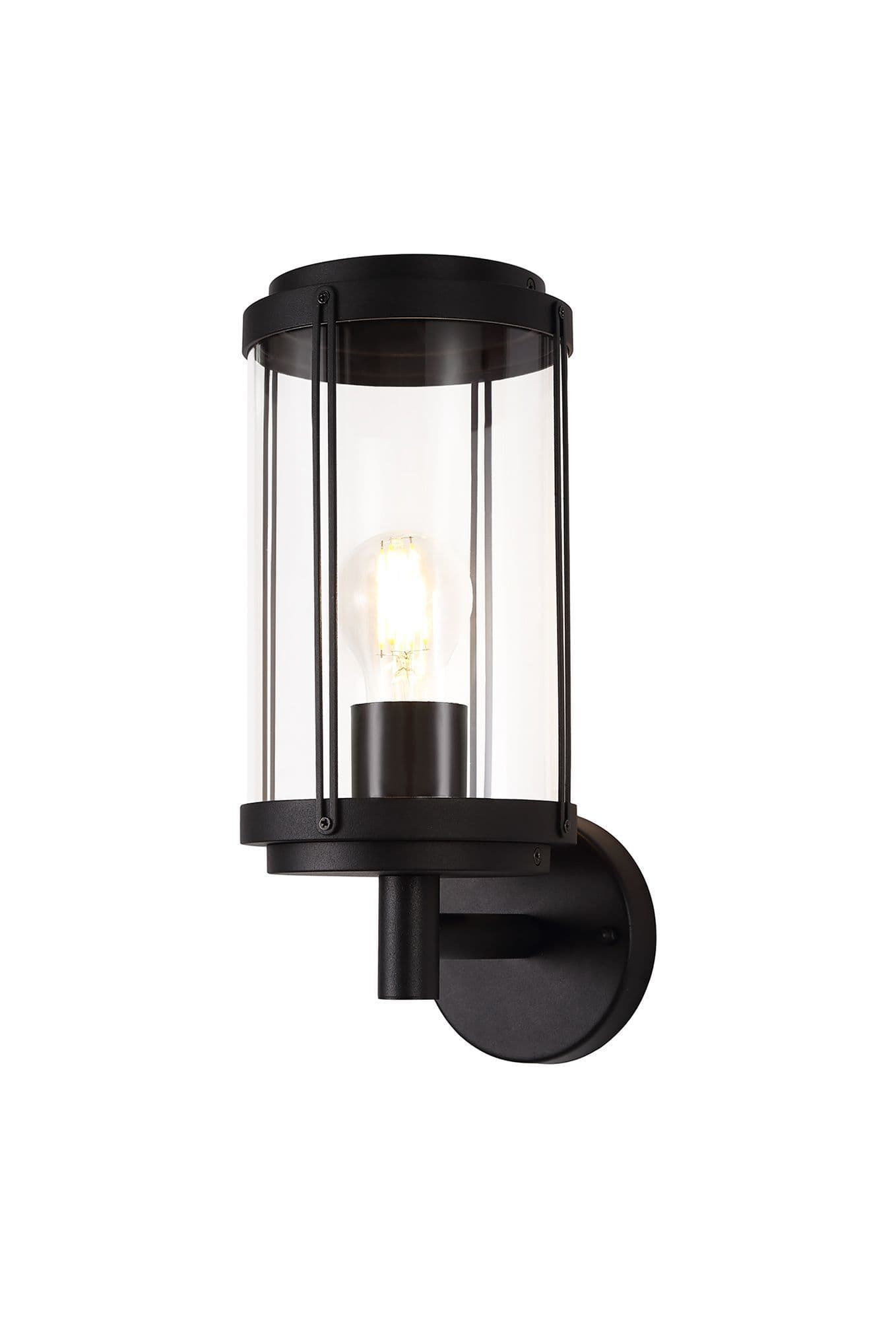 Reva Upward Wall Lamp 1 x E27 IP44 Black/Clear PC