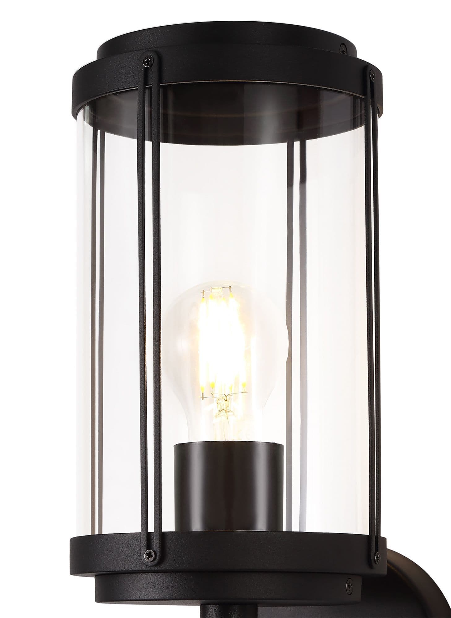 Reva Upward Wall Lamp 1 x E27 IP44 Black/Clear PC