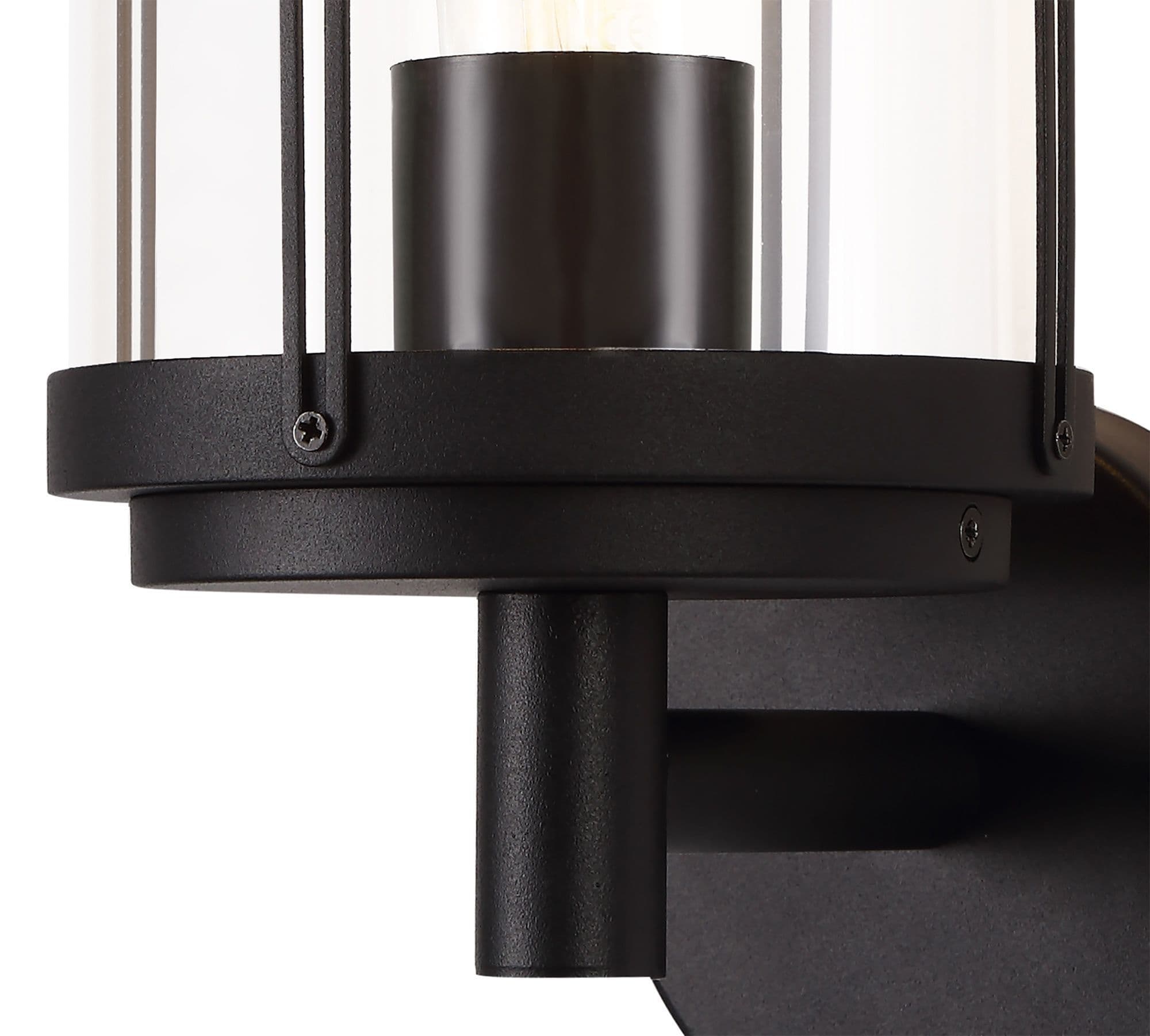 Reva Upward Wall Lamp 1 x E27 IP44 Black/Clear PC