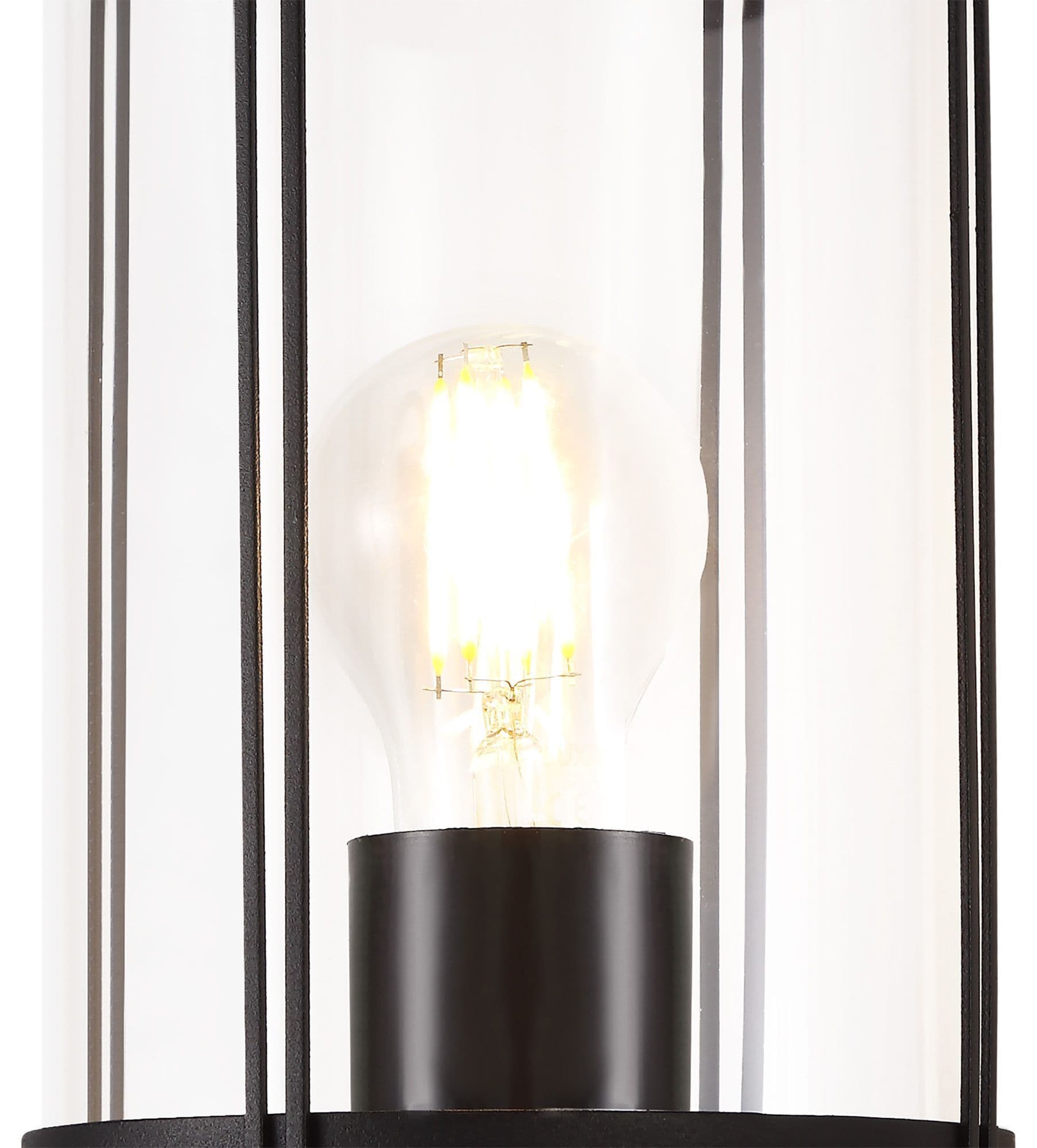 Reva Upward Wall Lamp 1 x E27 IP44 Black/Clear PC