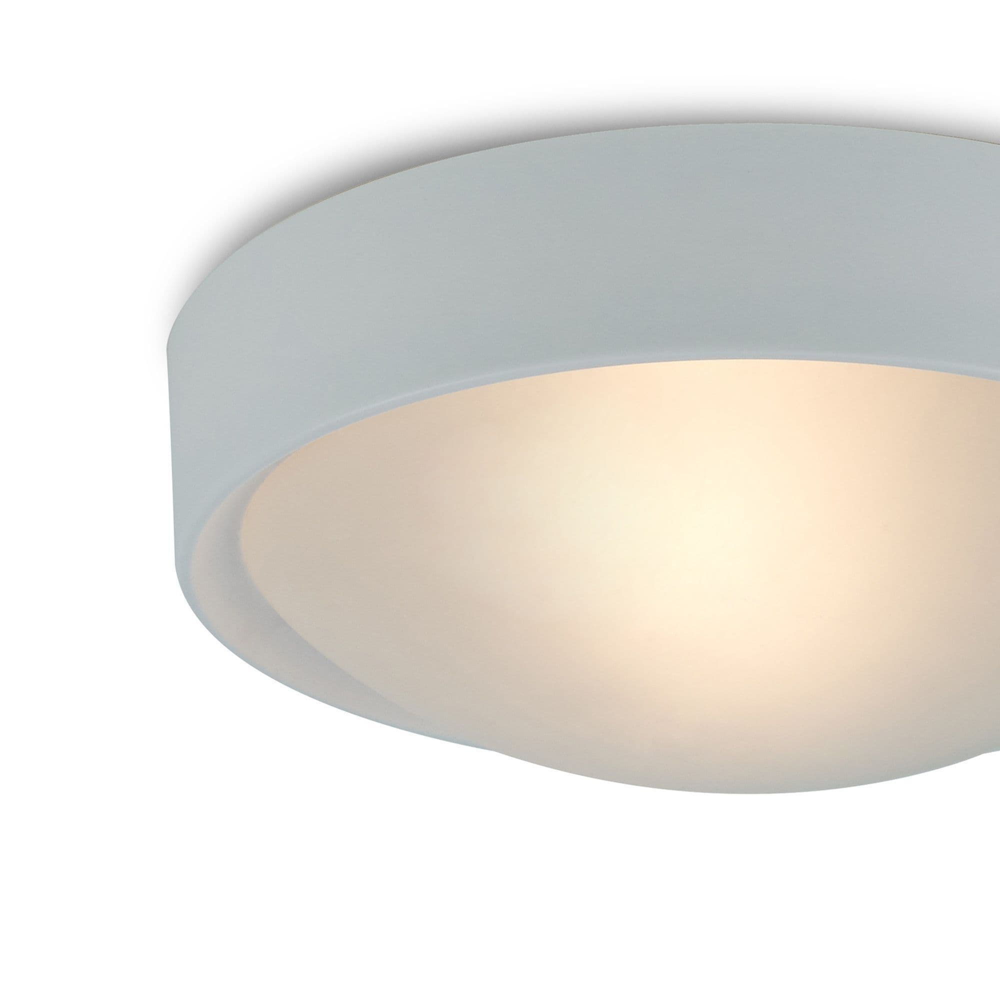 Rondo IP44 1 Light E27 Flush Ceiling Light White Frame With Frosted Glass