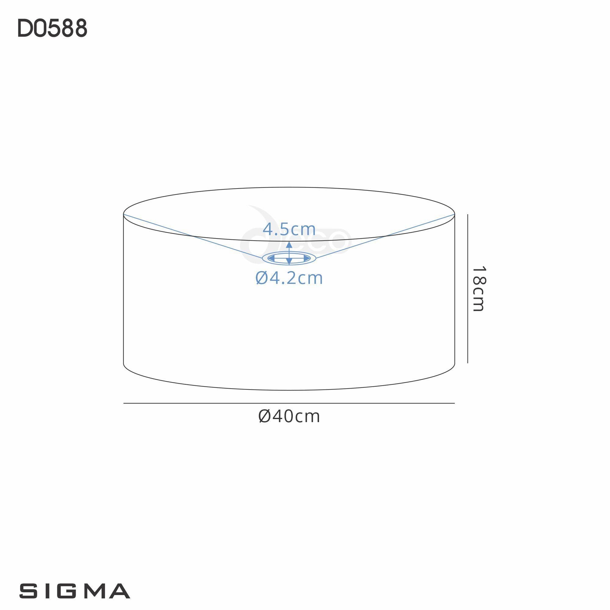 Sigma Round Cylinder 400 x 180mm Silver Foil With White Lining Shade