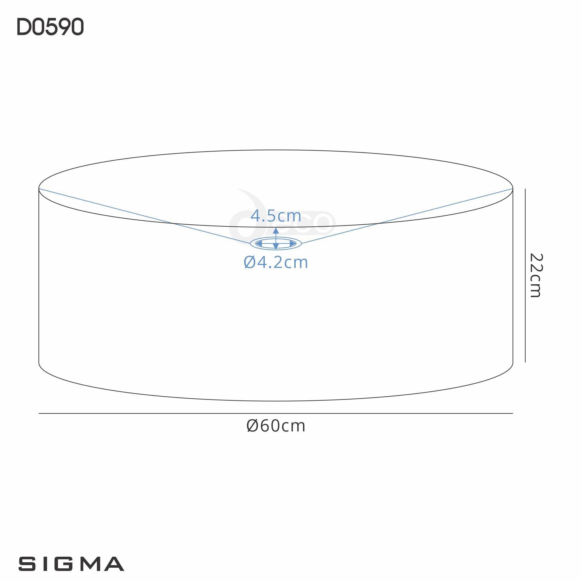Sigma Round Cylinder 600 x 220mm Silver Foil With White Lining Shade